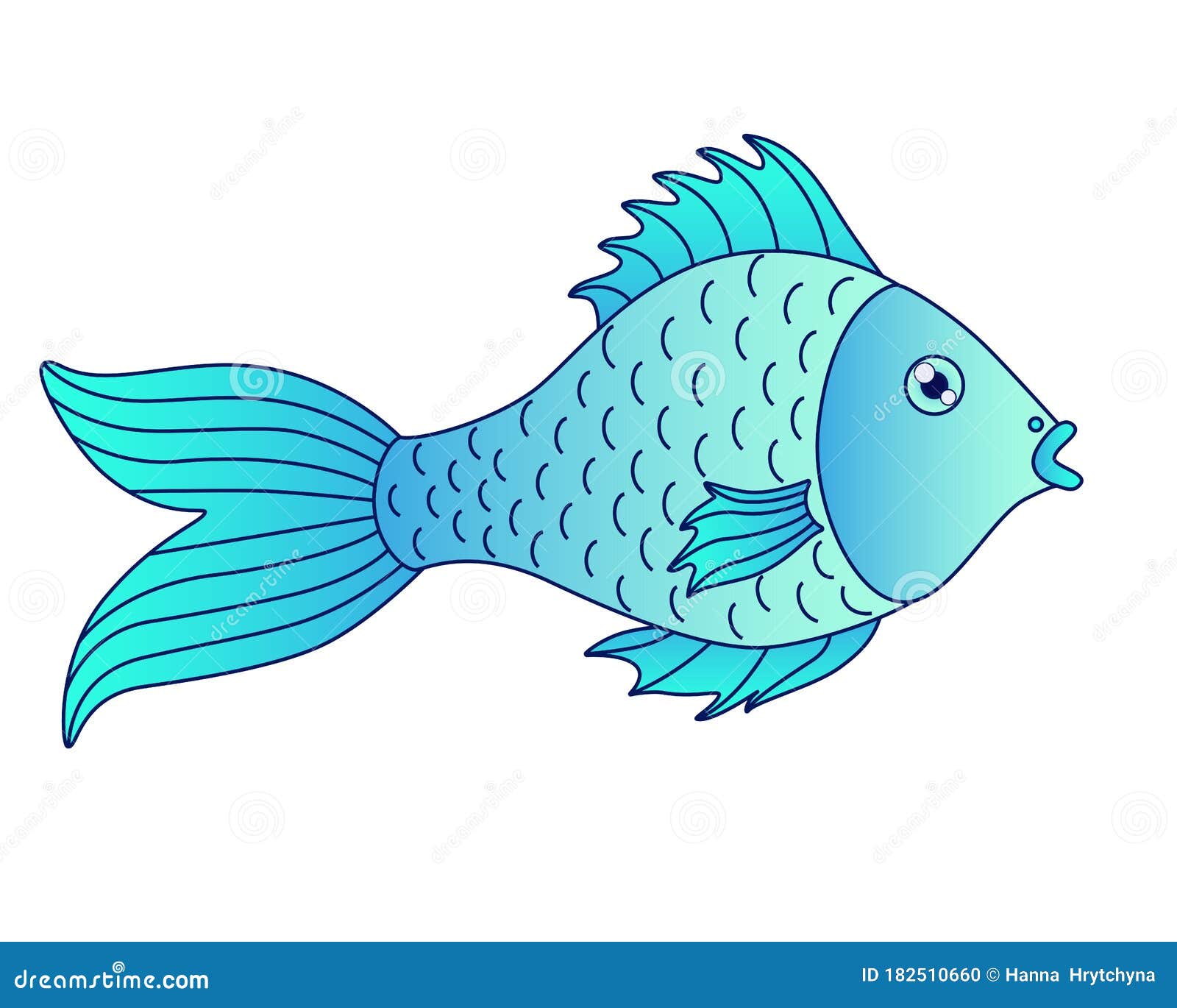 Light Blue Fish. Small River or Aquarium Fish - Vector Full Color ...