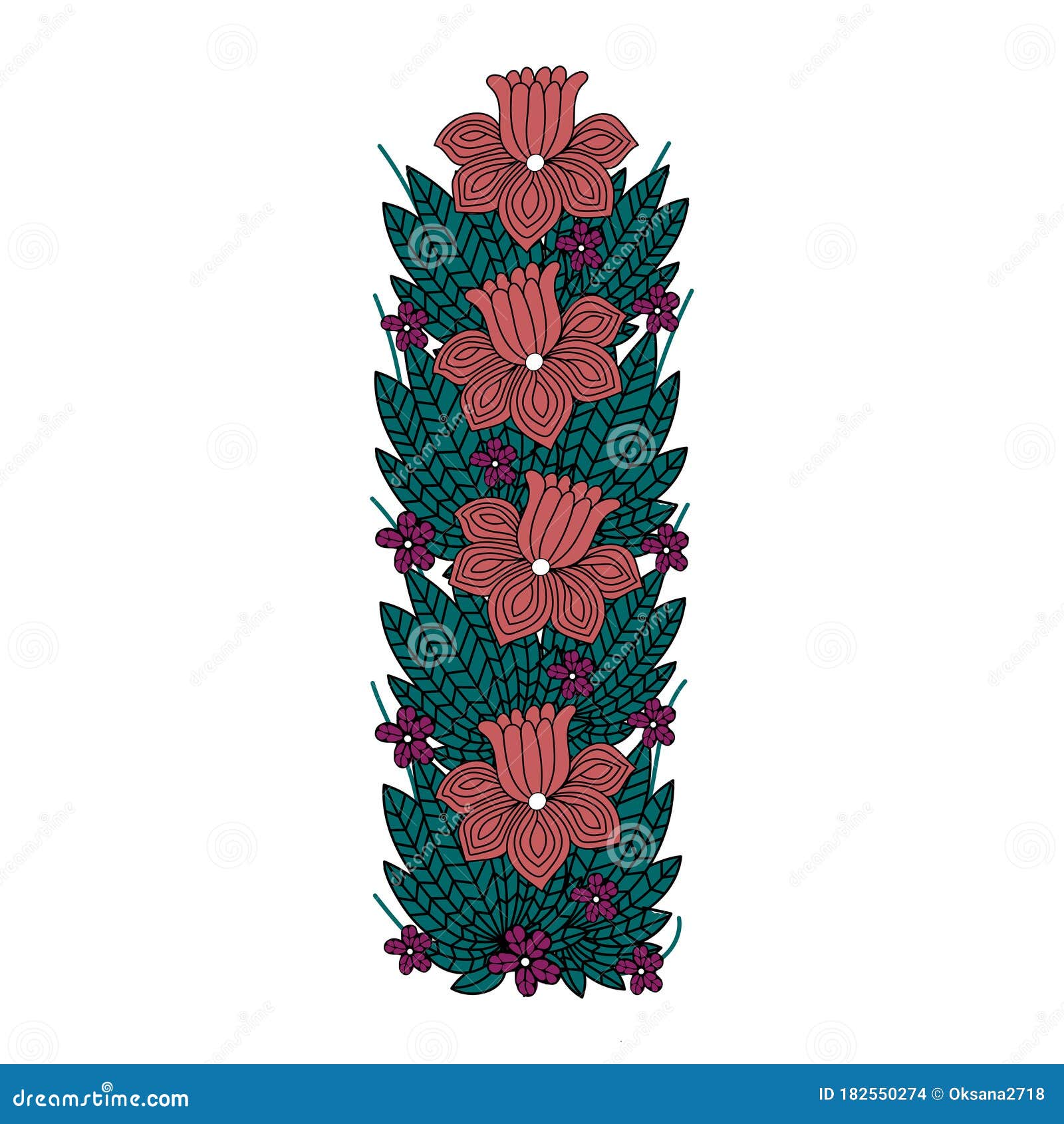 Flower Letter I. Floral Element of Colorful Alphabet Stock Vector ...