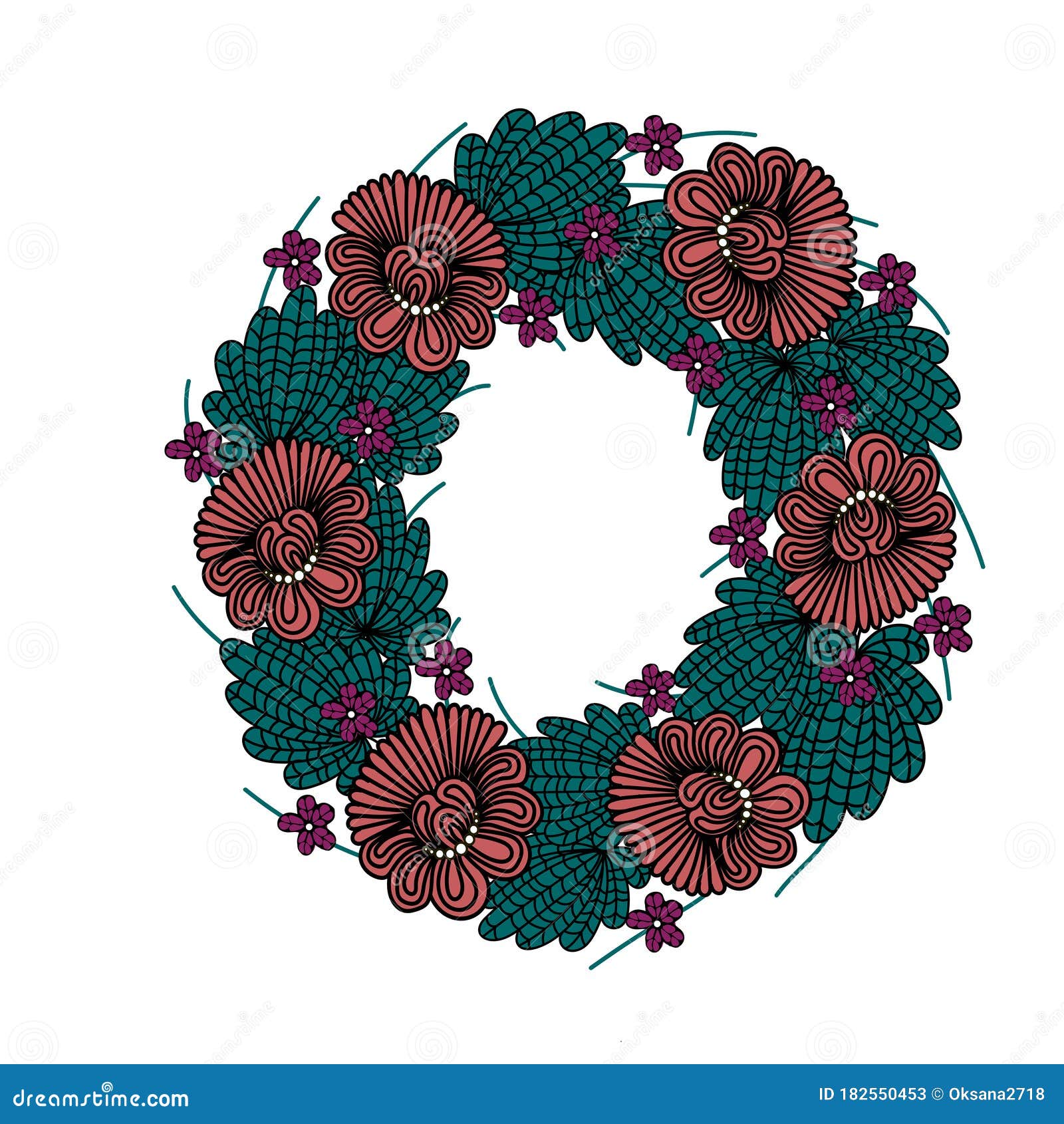 Flower Letters `O` with Leafs Stock Vector - Illustration of decoration ...