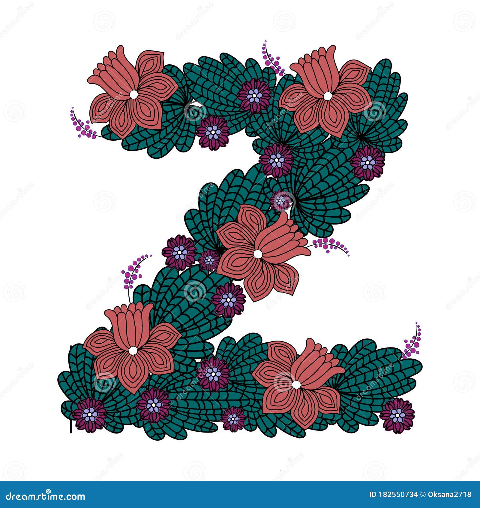 Vecto Floral Monogram with Amazing Flowers Stock Vector - Illustration ...