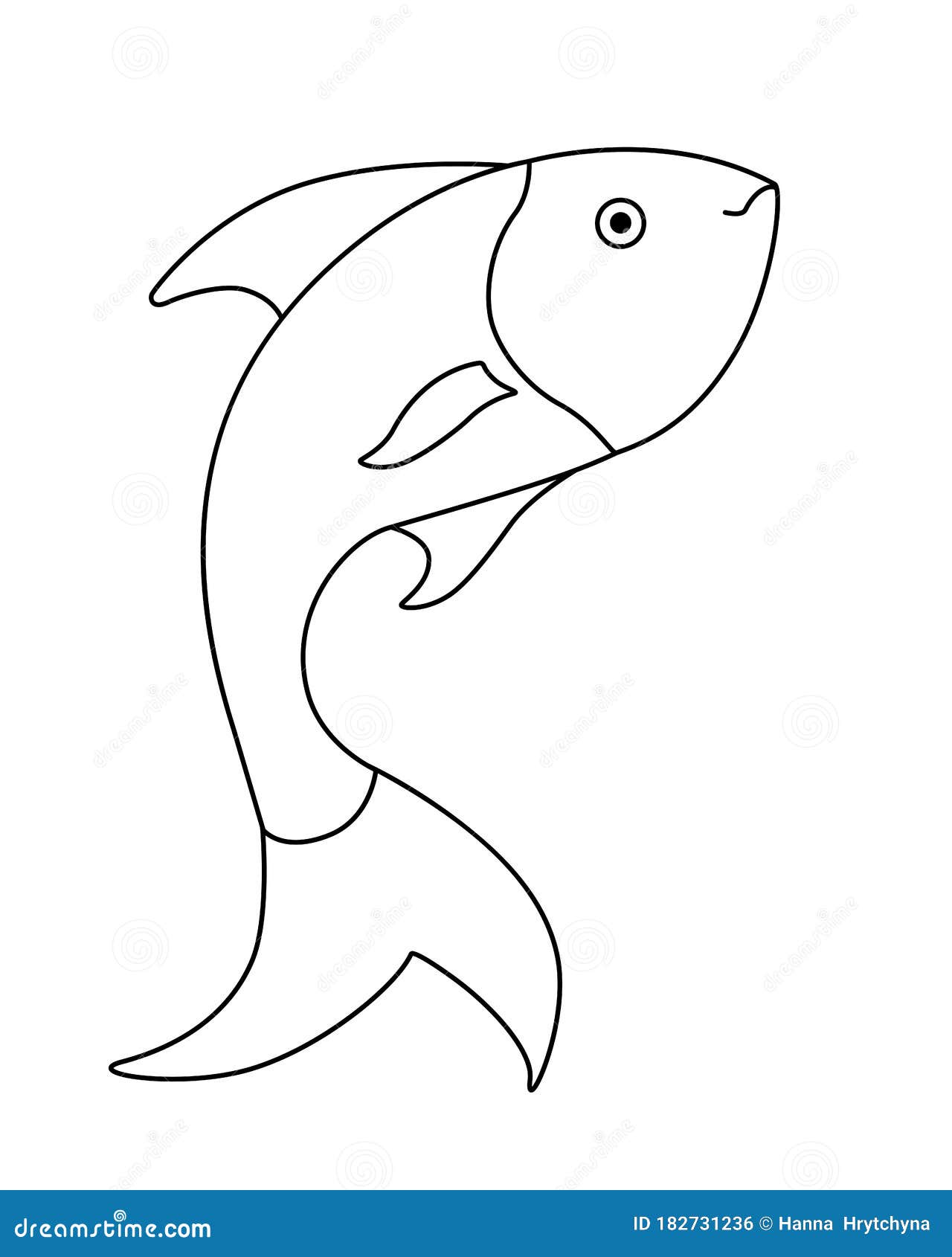 Fish - Linear Vector Illustration for Coloring - Emerging Fish. Jumping ...