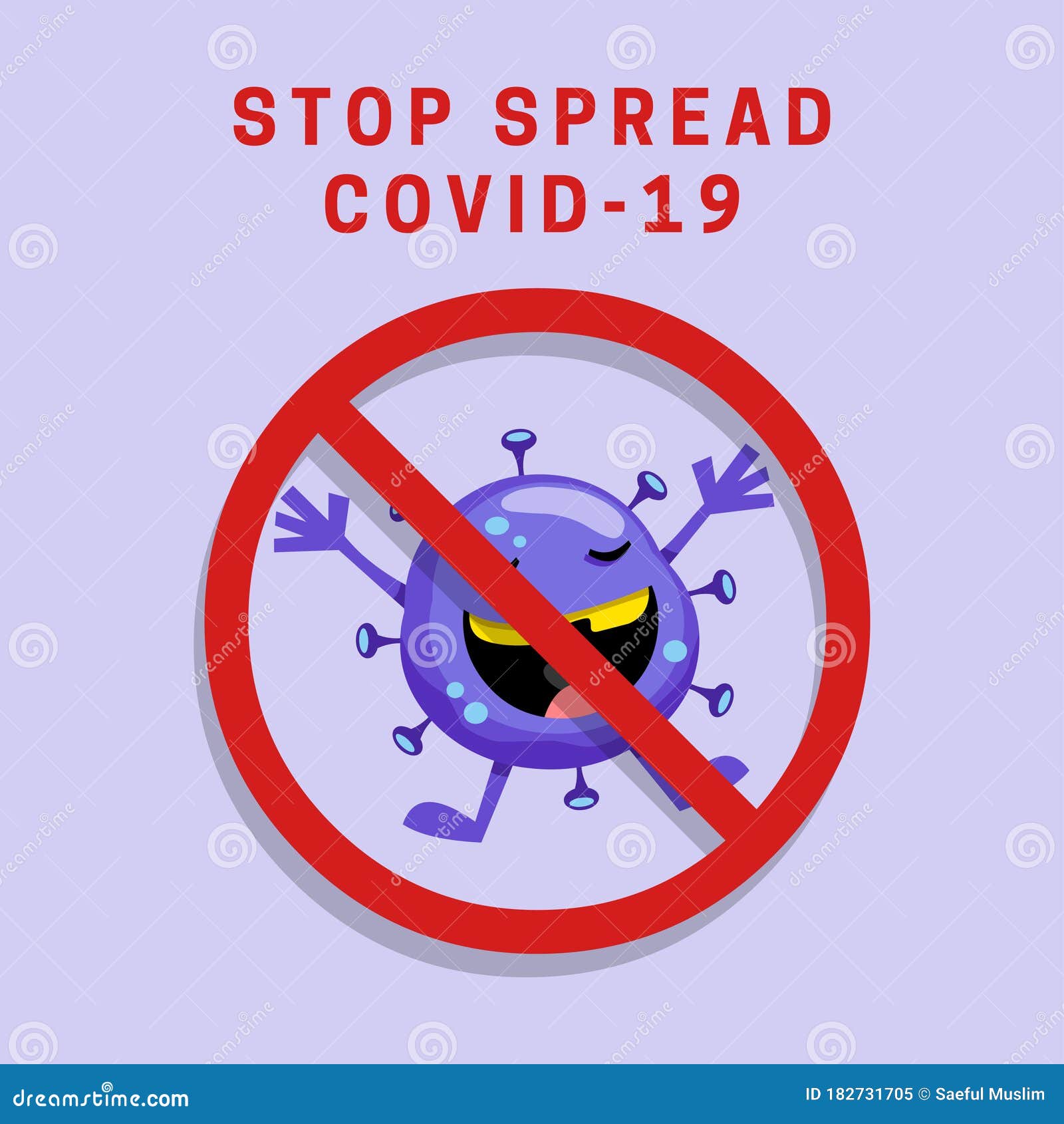 Stop Spread Virus Sign. Cartoon Germ Characters Isolated Vector Eps ...