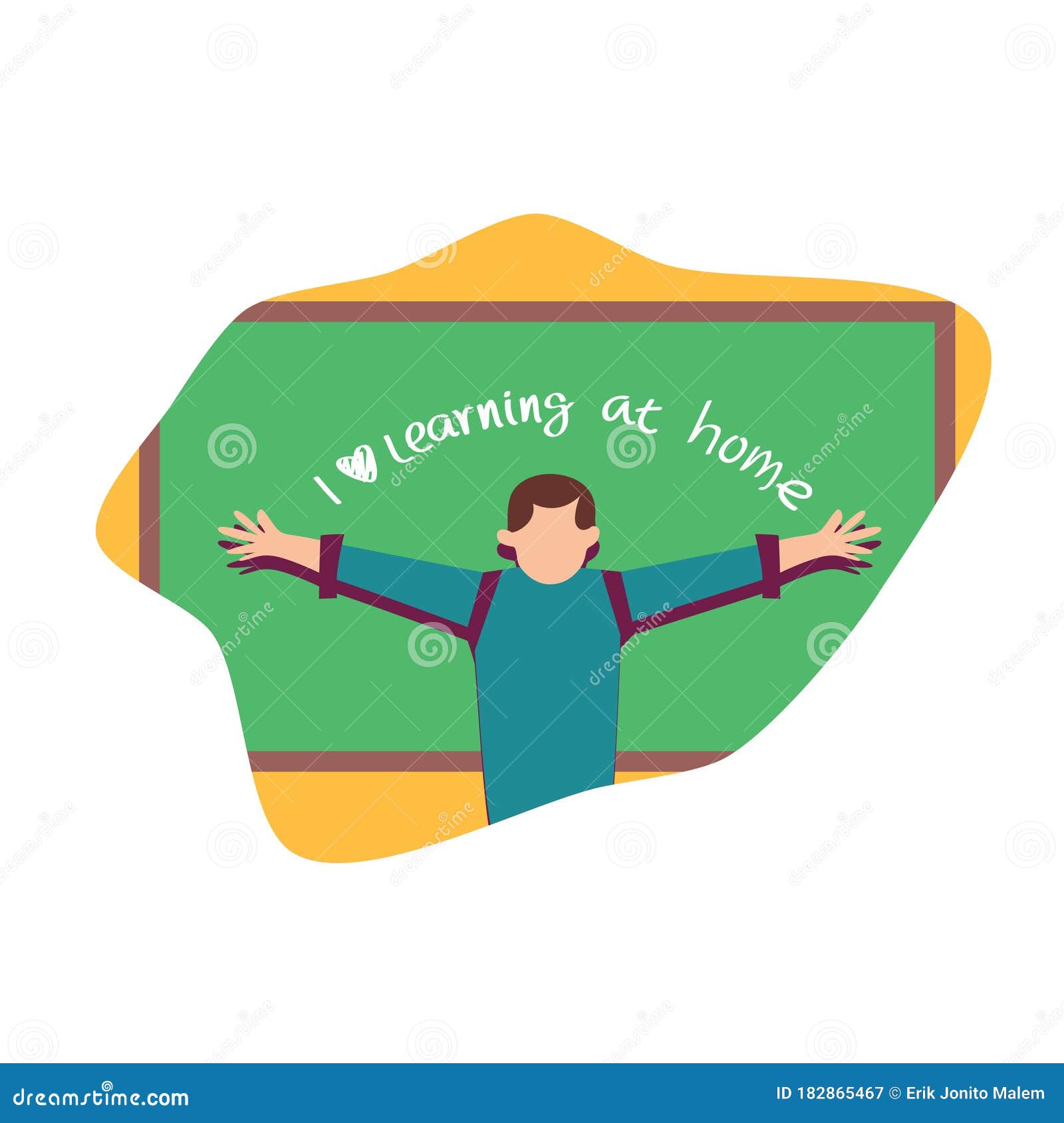 I Love Learning at Home. Flat Illustration Stock Vector - Illustration ...