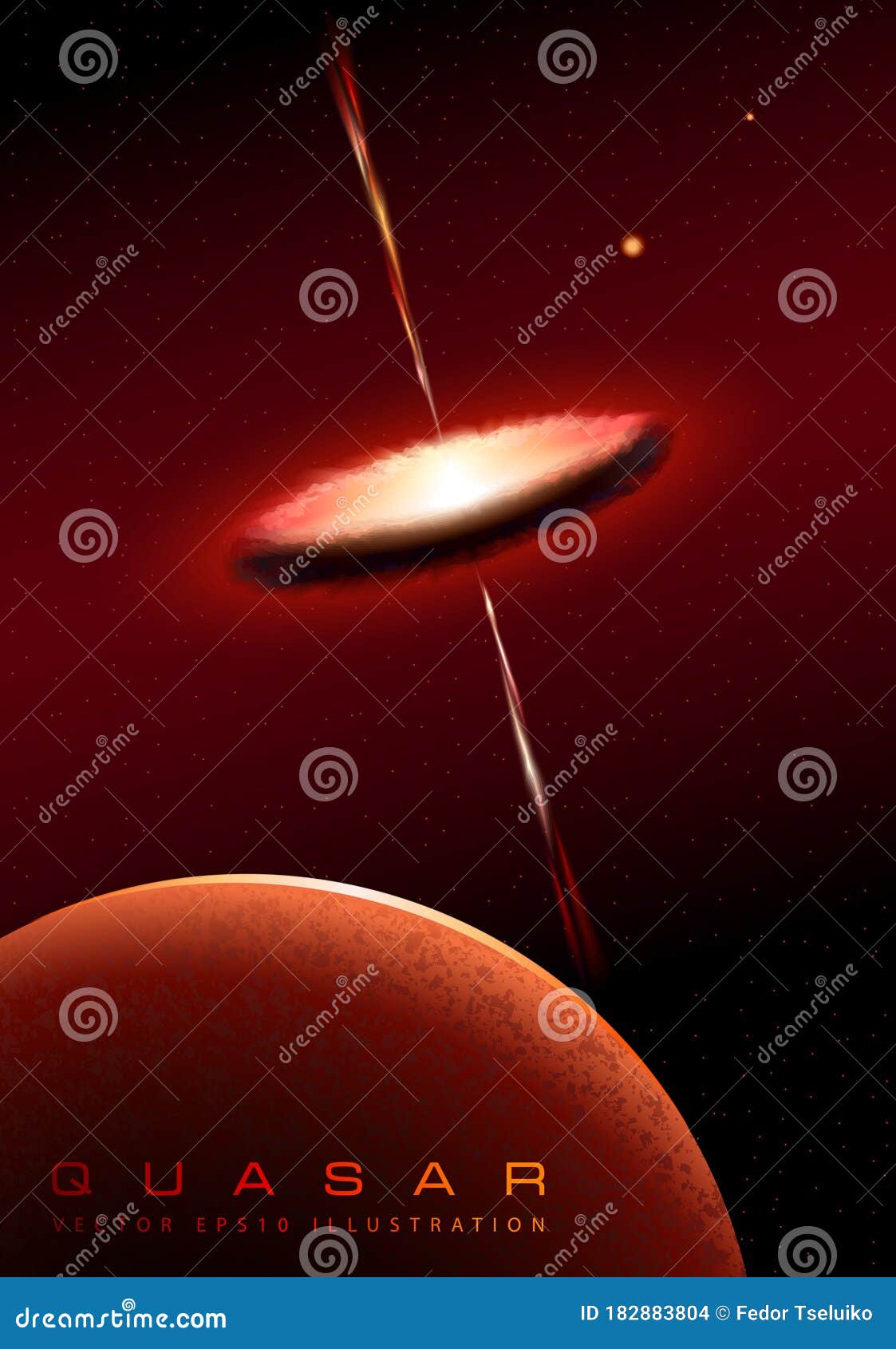 Red Quasar Nebula with Jets. Stock Vector - Illustration of world ...