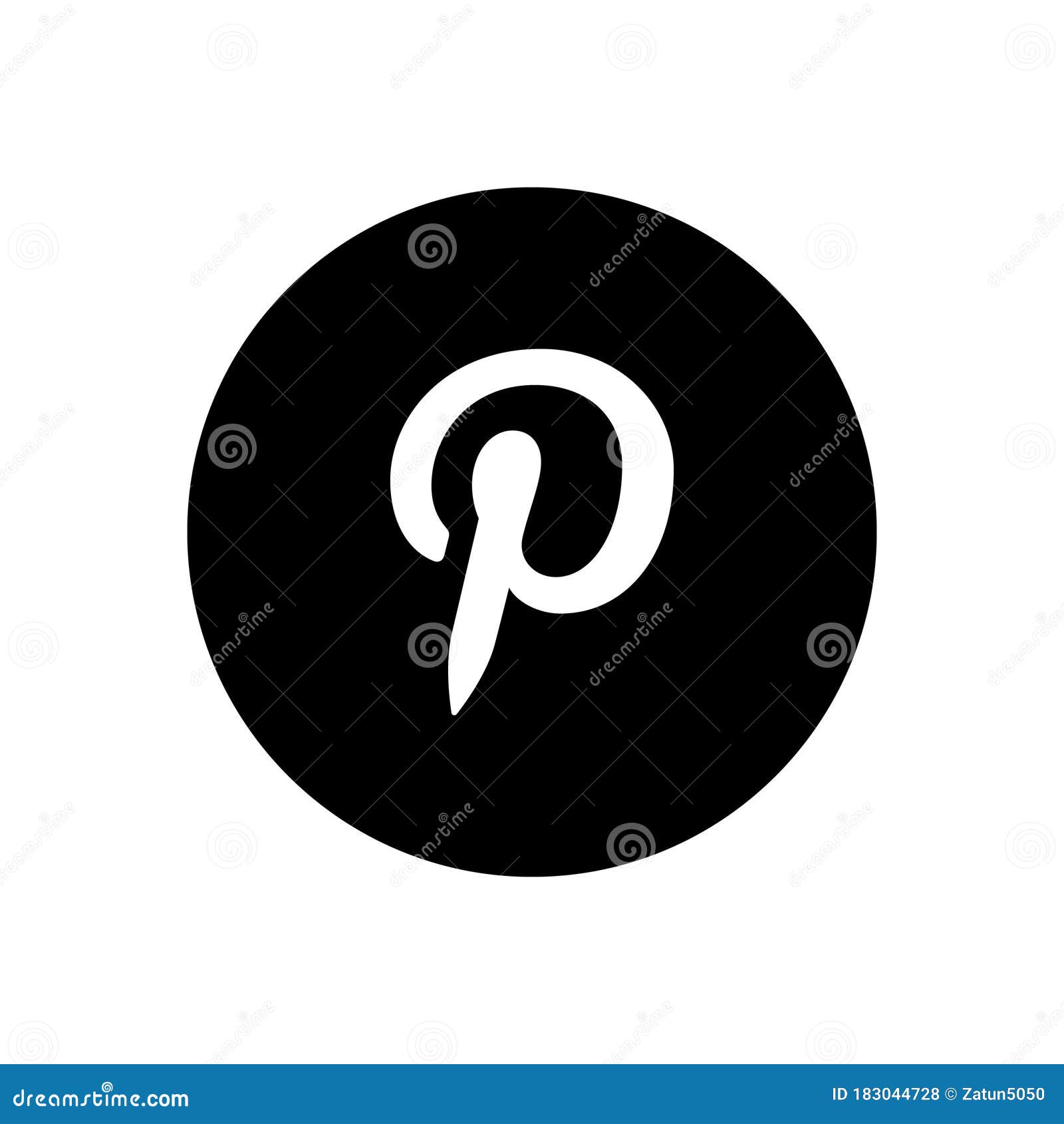 Pinterest Black Social Media Vector Circular Icon for Website Editorial ...
