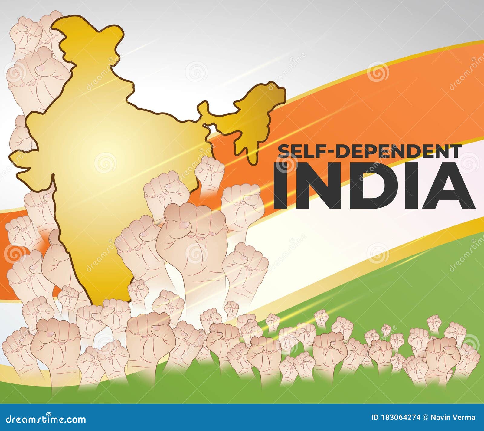 Aatma Nirbhar Bharat Means Self Reliant India Showing Indian Flag ...