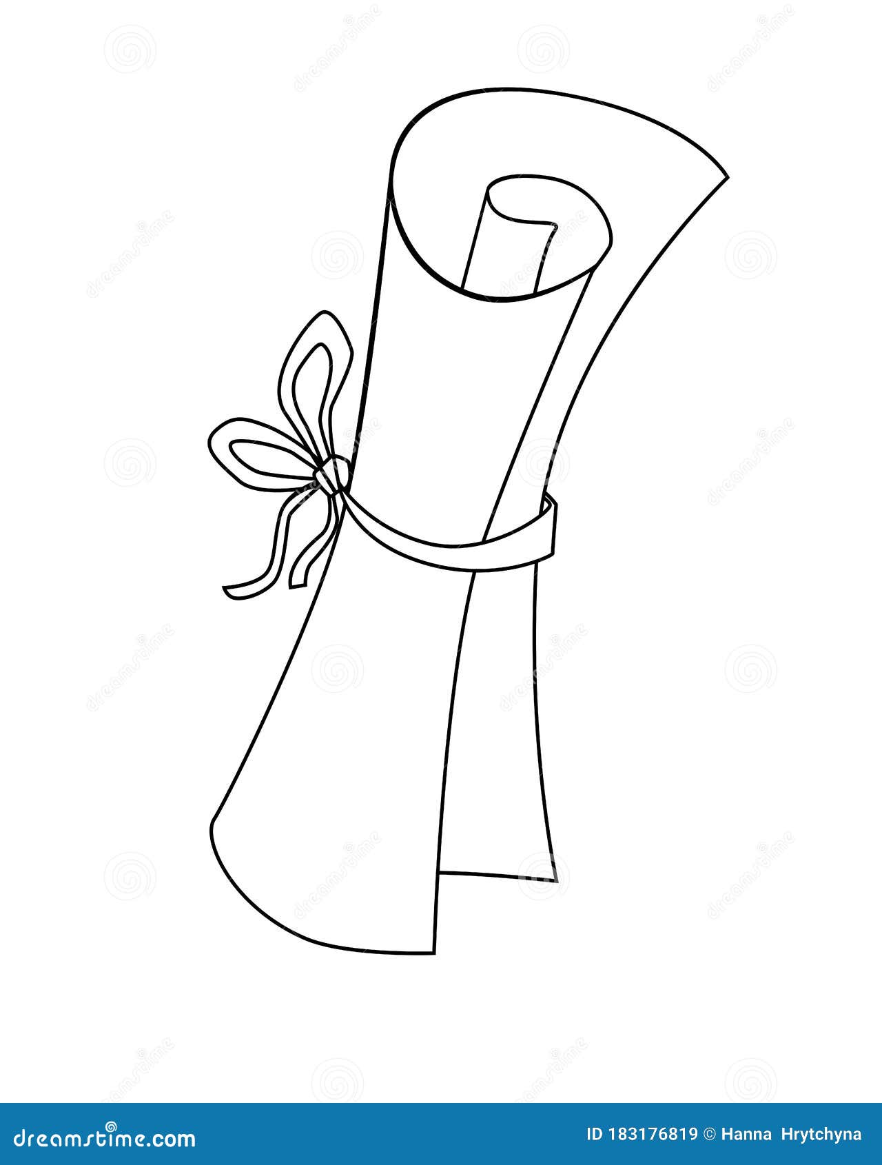 Scroll - Paper Rolled Up and Tied with a Ribbon - Vector Linear Picture ...