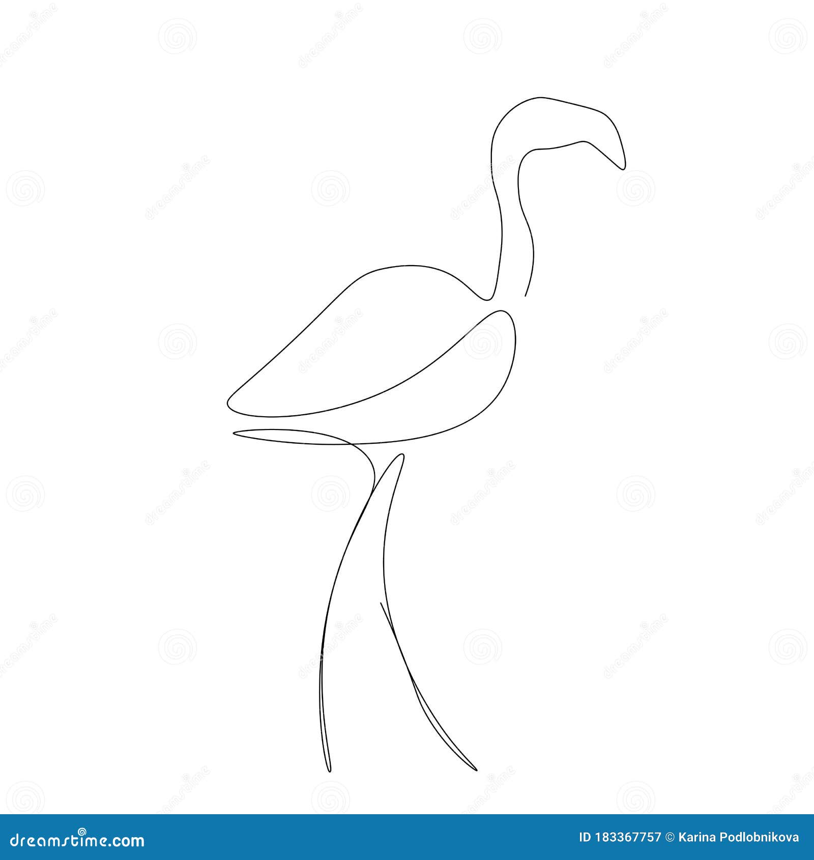 Flamingo Line Drawing, Vector Illustration Stock Vector - Illustration ...