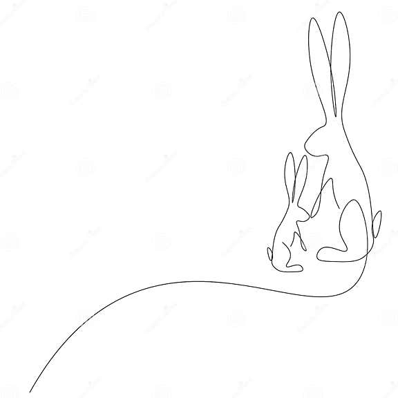 Bunny One Line Drawing, Vector Stock Vector - Illustration of fluffy ...