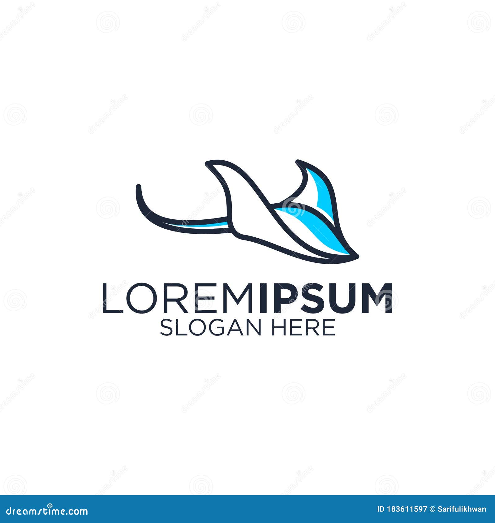 Line Art Manta Logo Design Templates Stock Illustration - Illustration ...