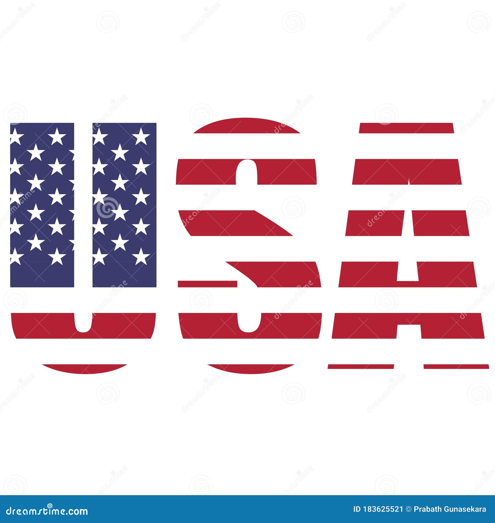 Accurate American Flag Vector USA Text. Flat Original Color ...