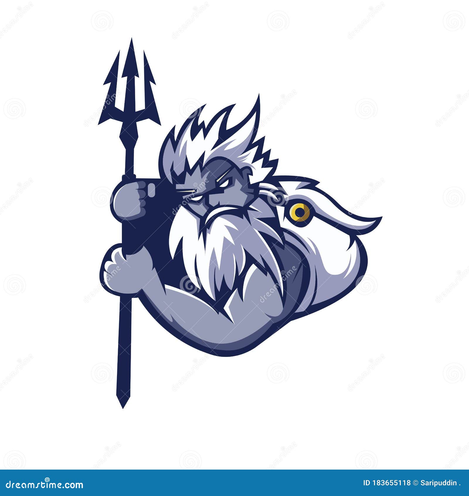 Poseidon With Trident Greek Mythology God Cartoon Vector ...