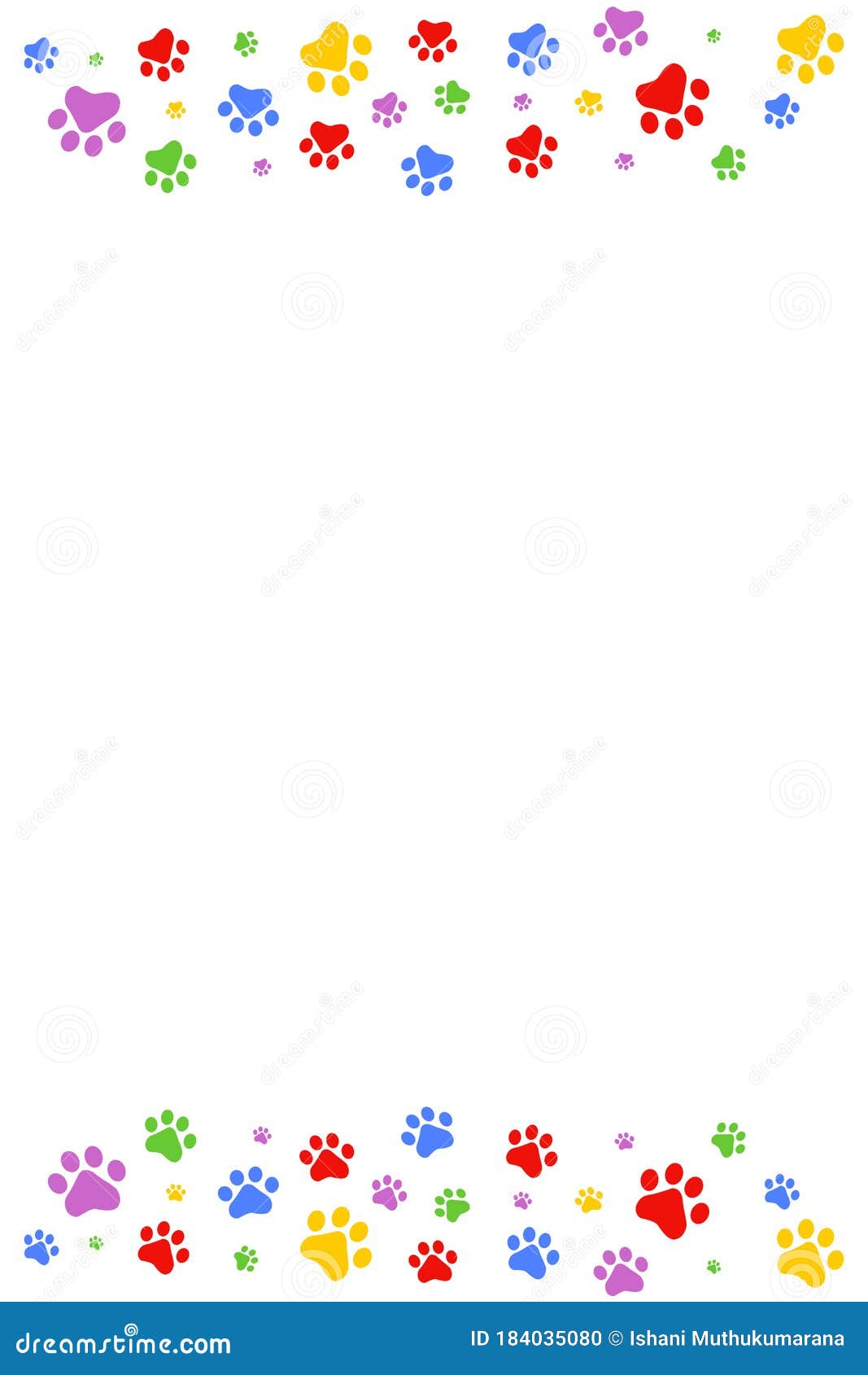 Colorful Paw Prints Border