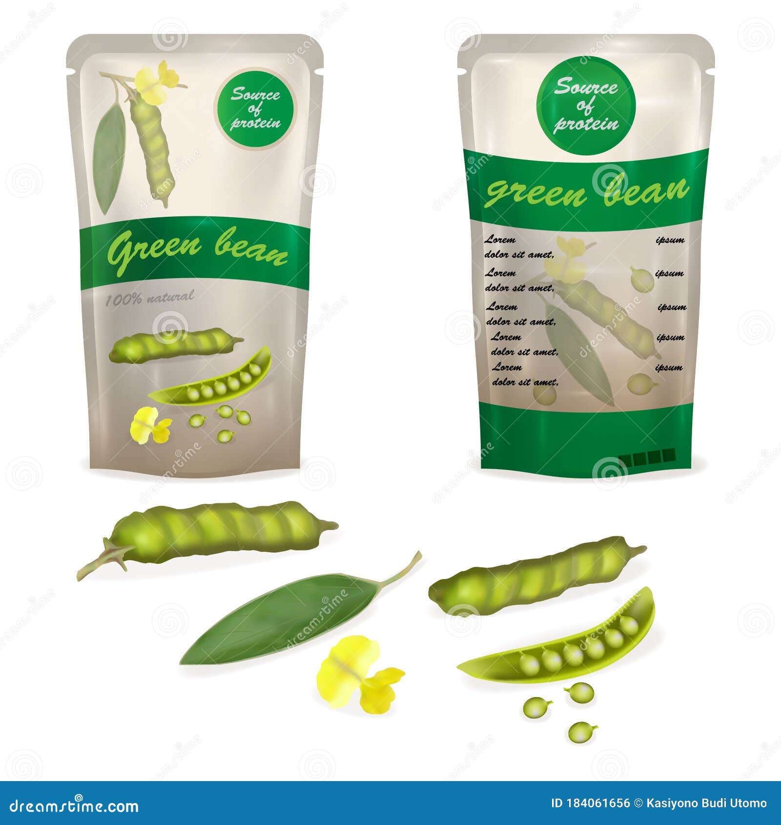 Mock Up Green Bean Packaging. Stock Vector - Illustration of food ...