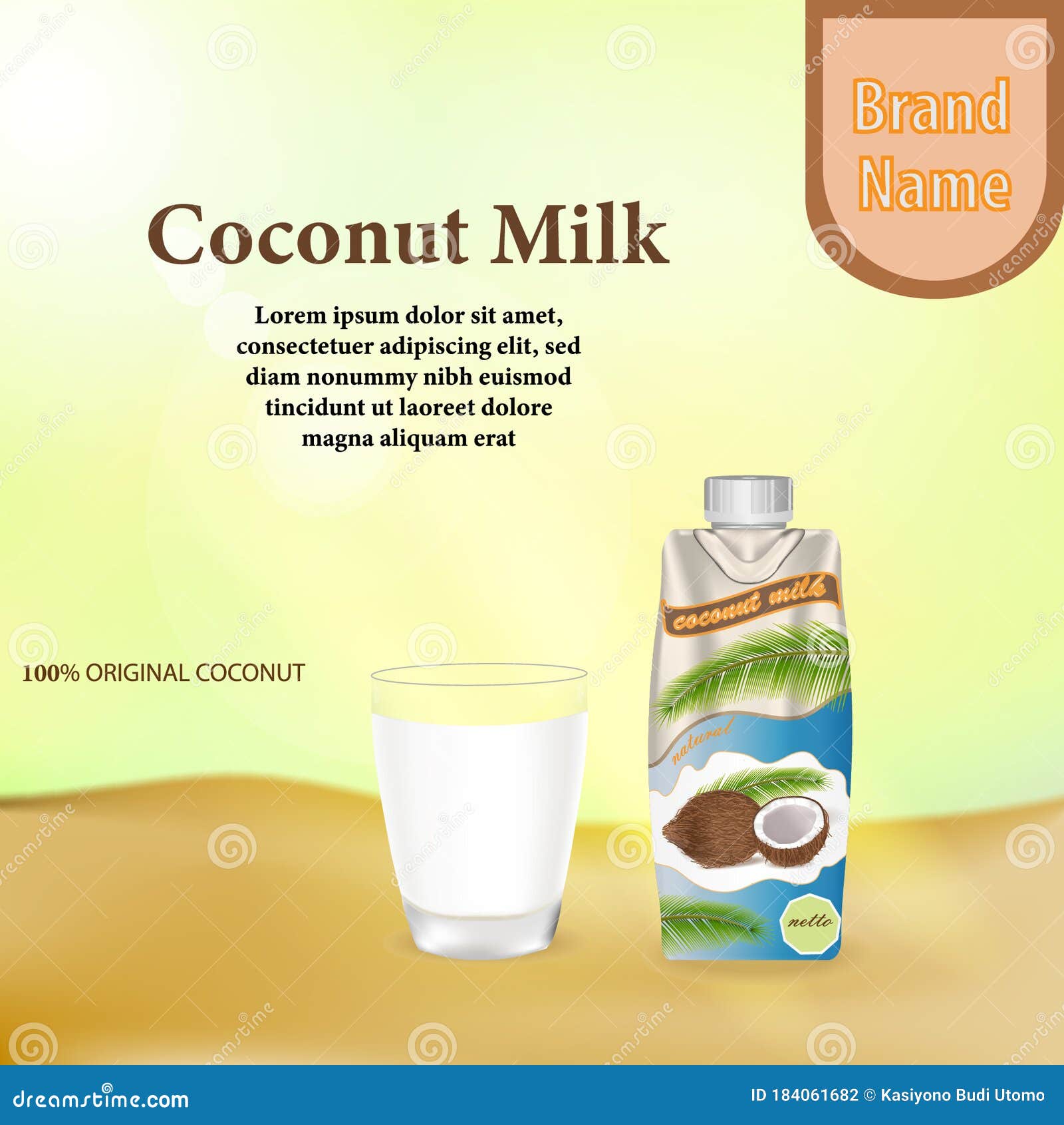 Advertising Coconut Milk with an Interesting Background. Stock Vector ...