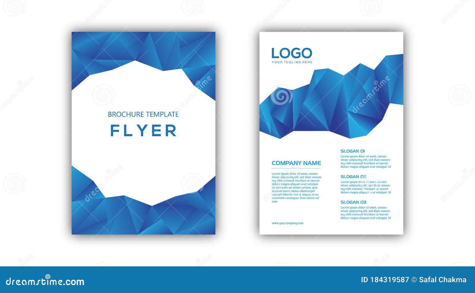 A4 Size Luxury Double Side Blue White Flyer Design. Stock Vector ...