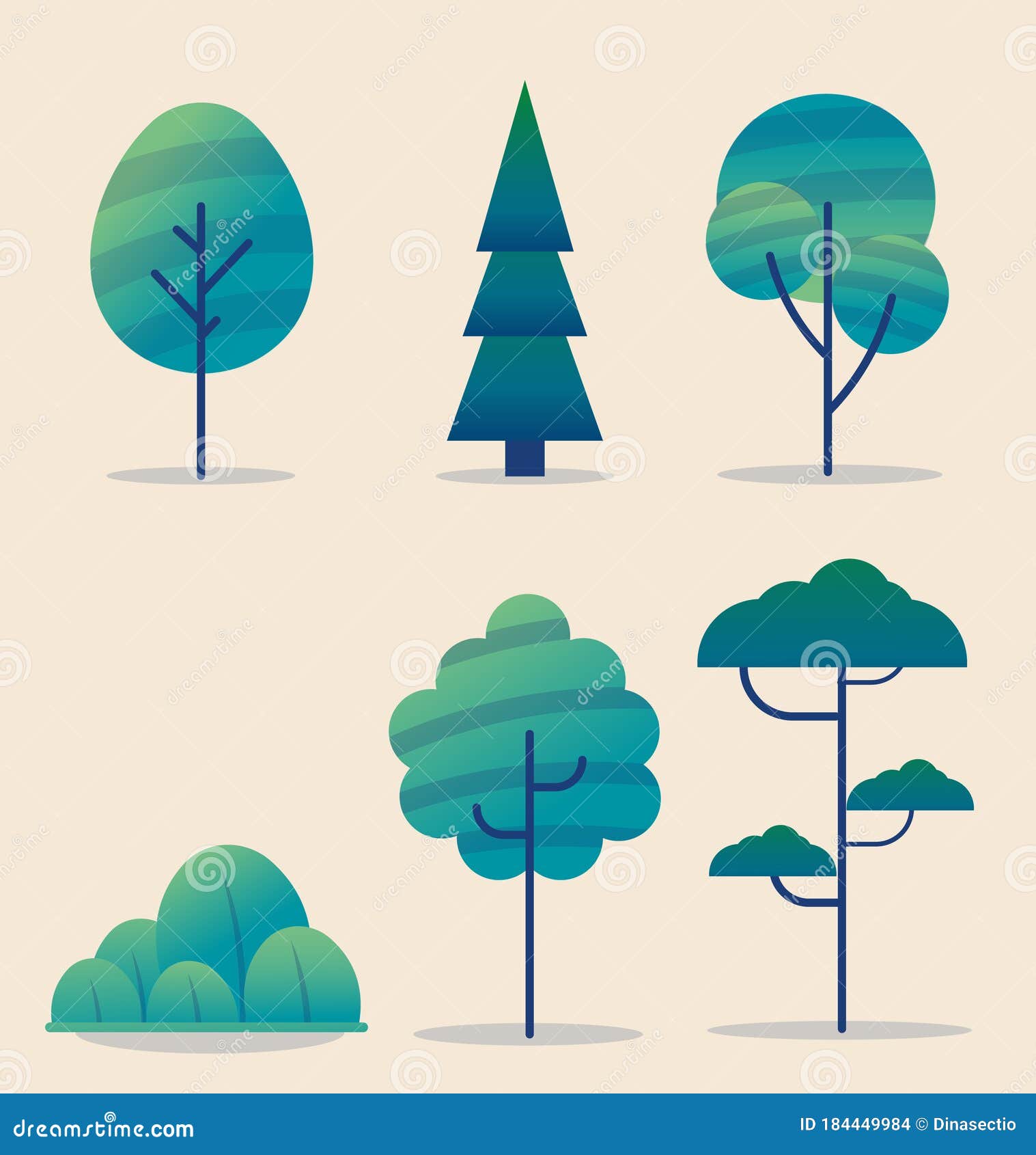Gradient Trees Vector Collection Stock Vector - Illustration of vector ...
