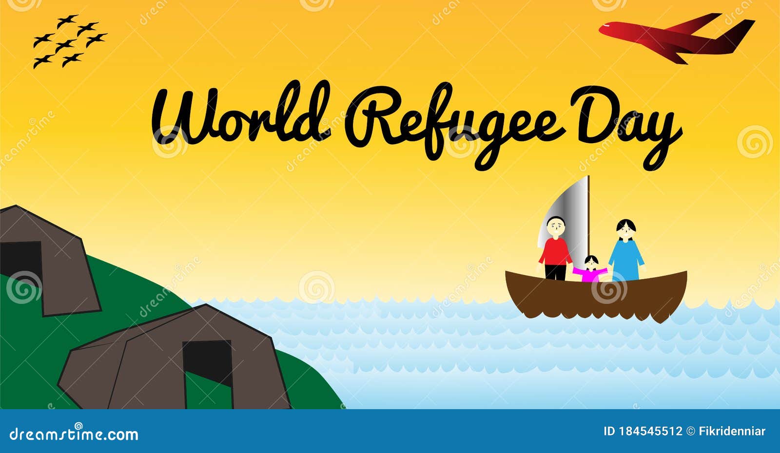 Vector Illustration on the Theme World Refugee Day. Poster or Banner ...