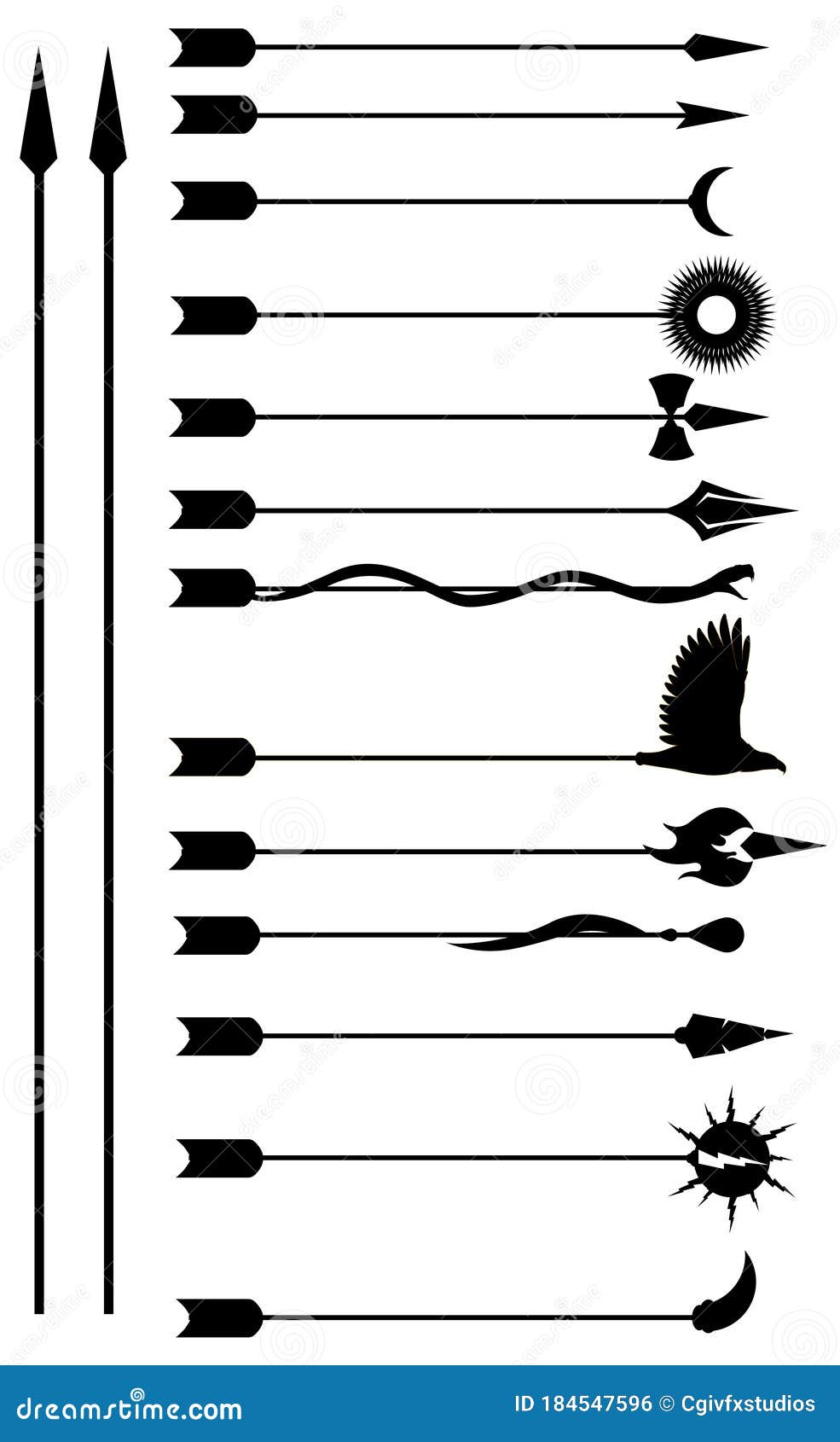 Different Types of Arrows Silhouette Vector Illustration for War Scenes ...