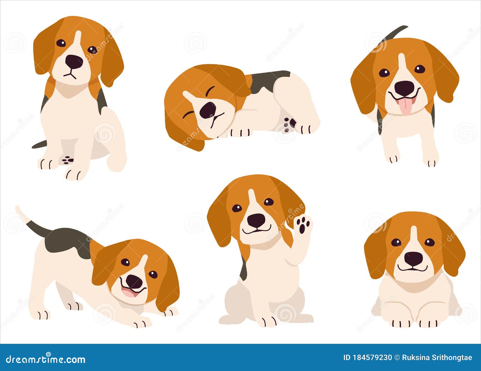 The Collection of Beagle in Many Action. Stock Vector - Illustration of ...