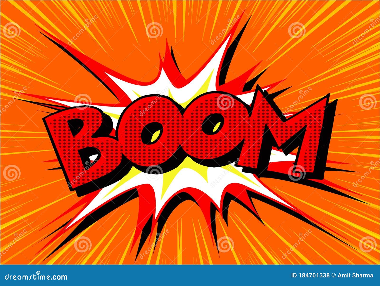 BOOM WRITTEN in POP ART STYLE, COLORFUL ILLUSTRATION Stock Illustration ...