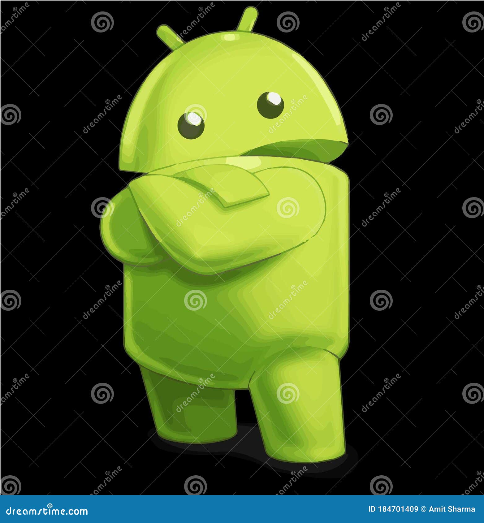 Set Of Cute Android With Different Emotions. Character Cartoon Robot ...