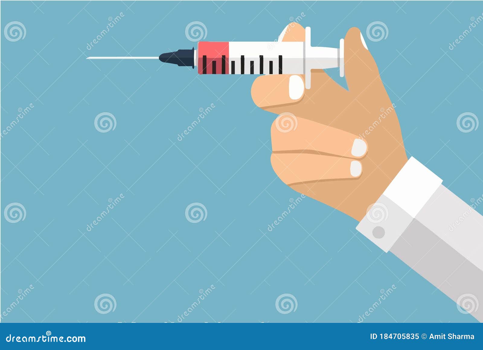Doctor`s Hand Holding Injection, Colorful Illustration Stock ...