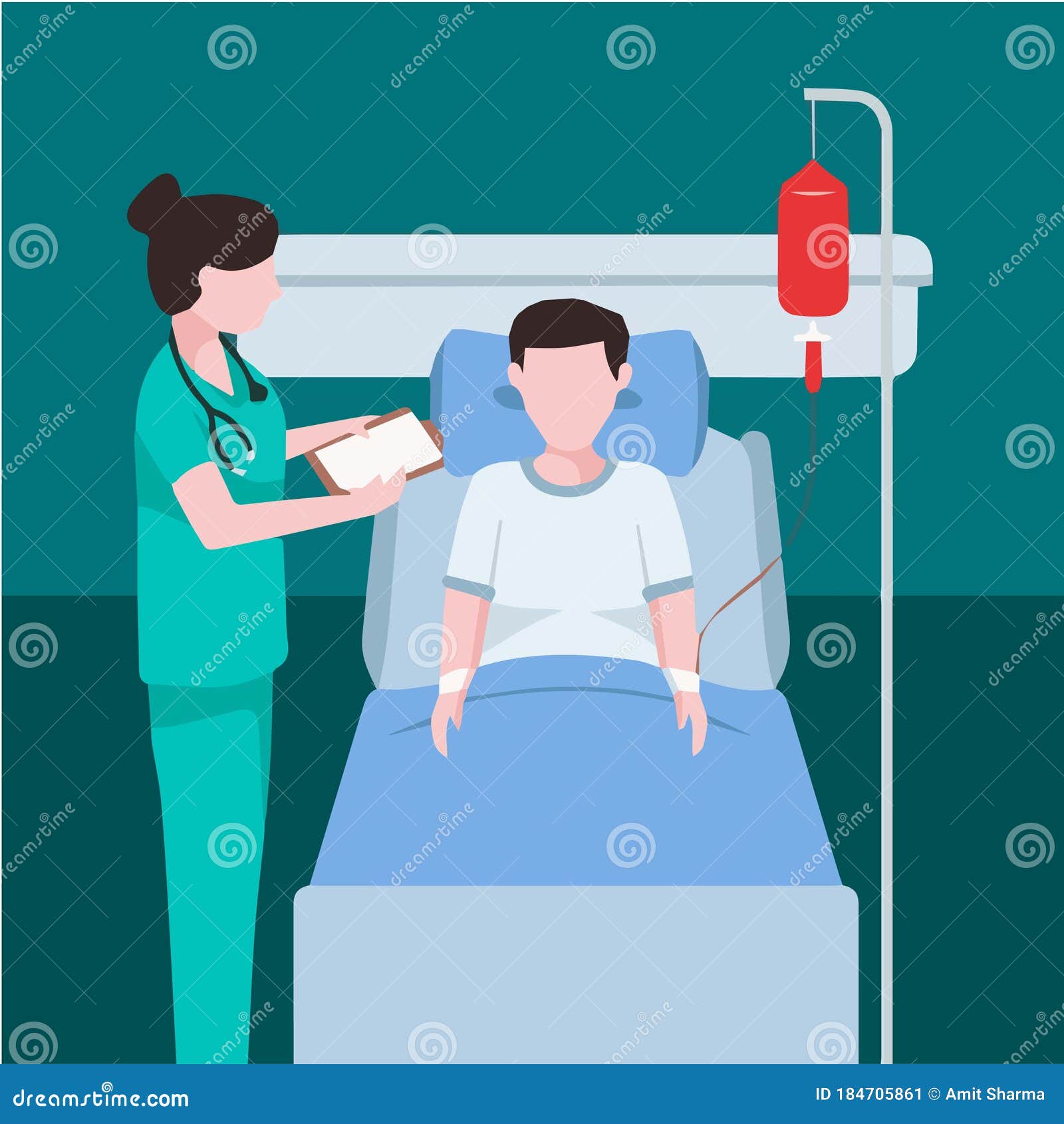 Nurse Attending Patient in Hospital, Hospital Scene, Colorful ...