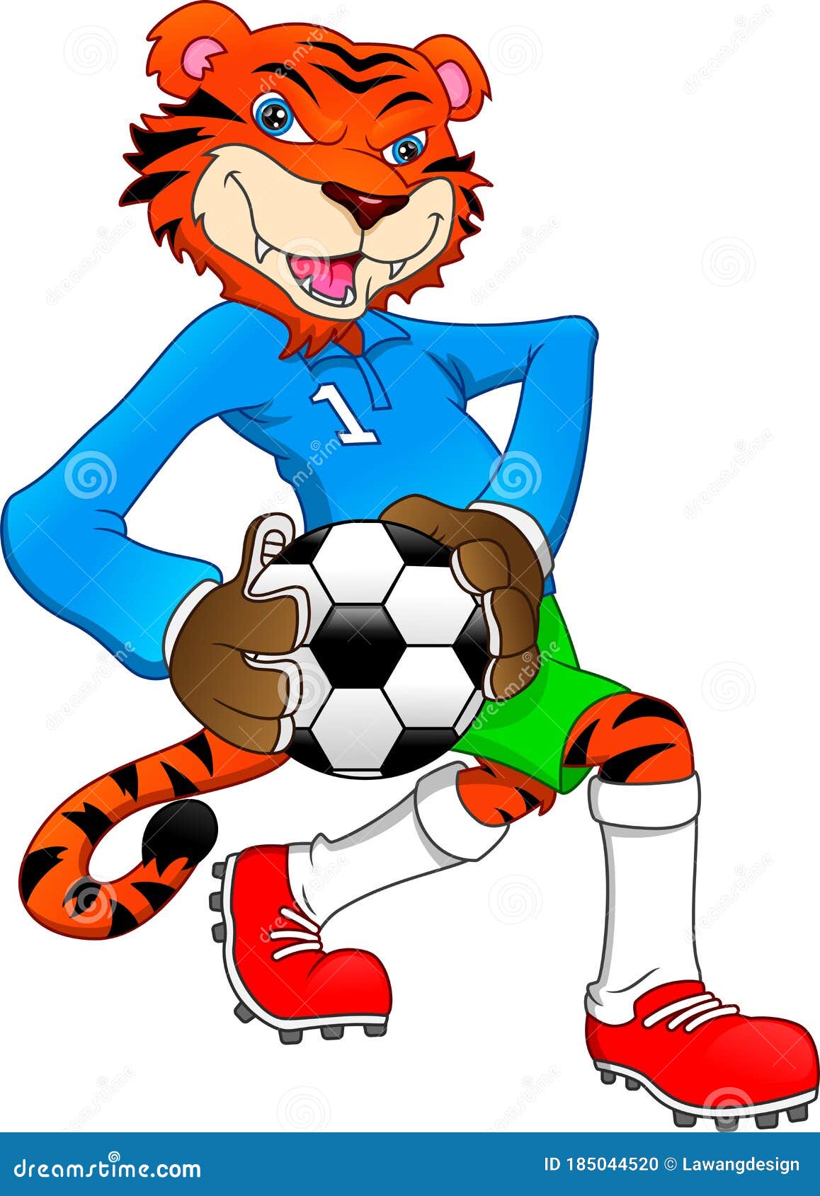 Cute Tiger Playing Football Stock Vector - Illustration of feline ...