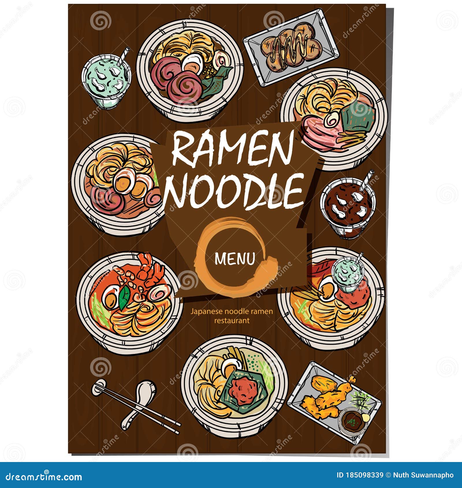 Menu Ramen Noodle Japanese Food Template Design Stock Vector ...