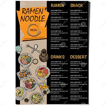 Menu Ramen Noodle Japanese Food Template Design Stock Vector ...