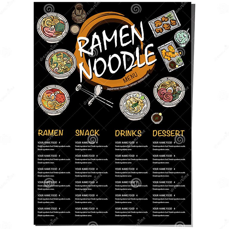Menu Ramen Noodle Japanese Food Template Design Stock Vector ...