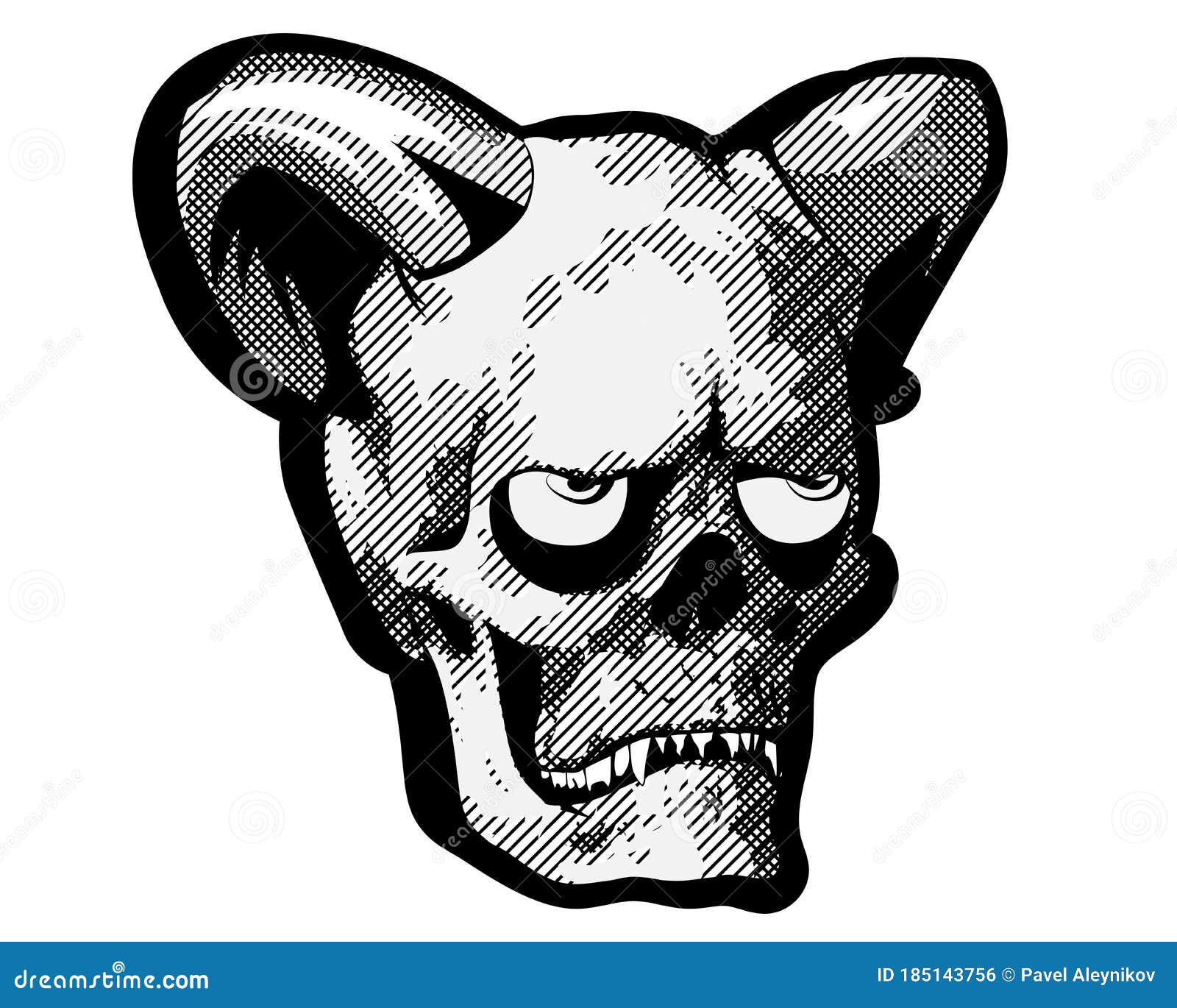Demon Horns Goatee Head Drawing Vector Illustration | CartoonDealer.com ...