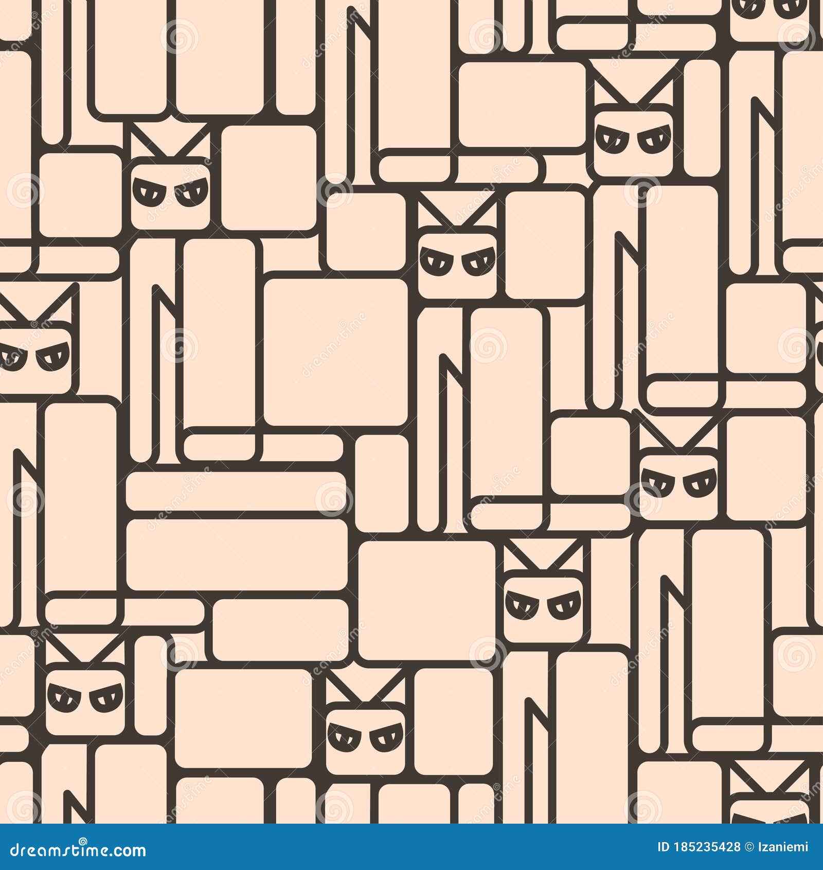 Seamless Geometric Pattern with Cats. Stock Vector - Illustration of ...