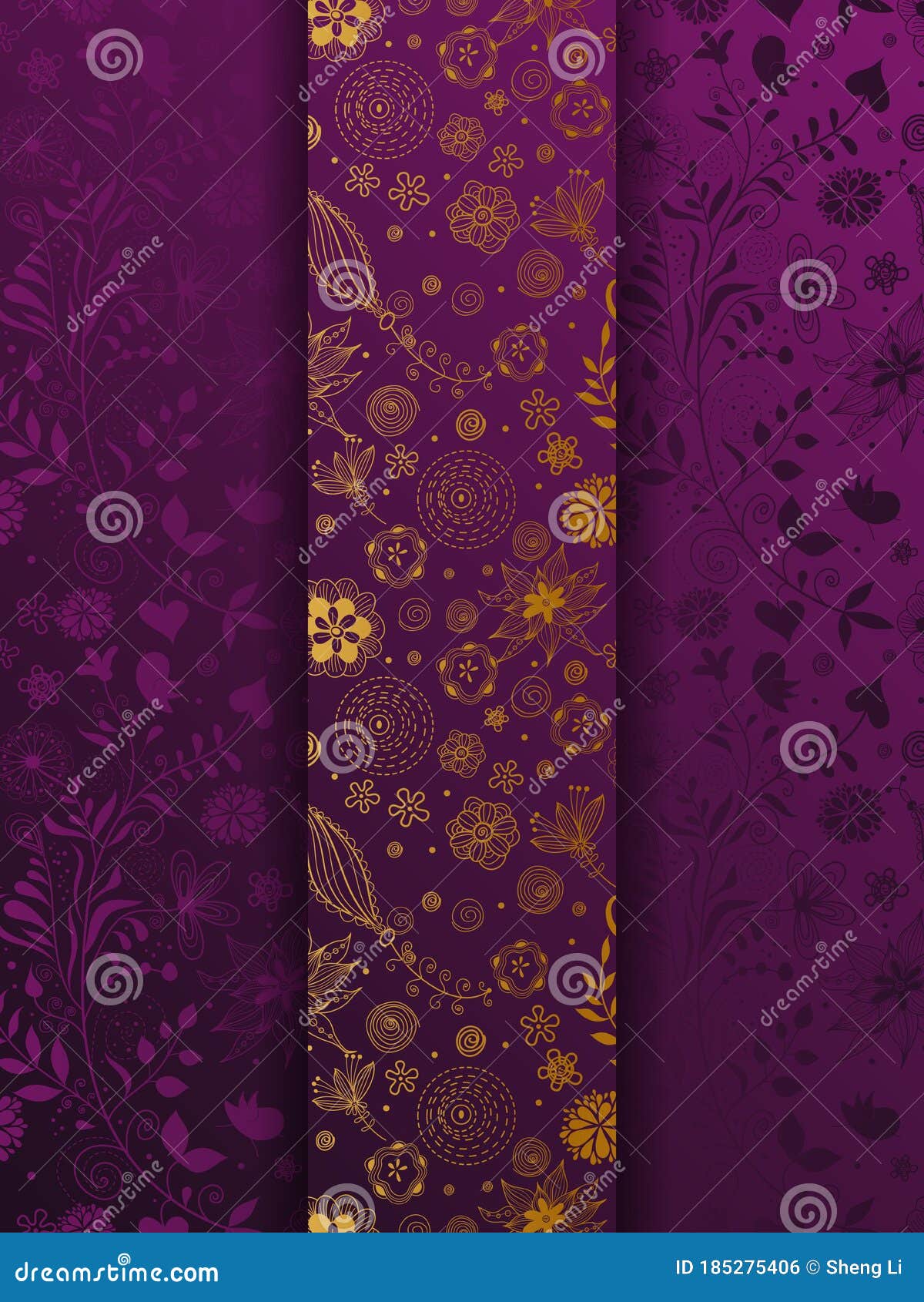 Western Golden and Purple Floral Background Template Stock Vector ...