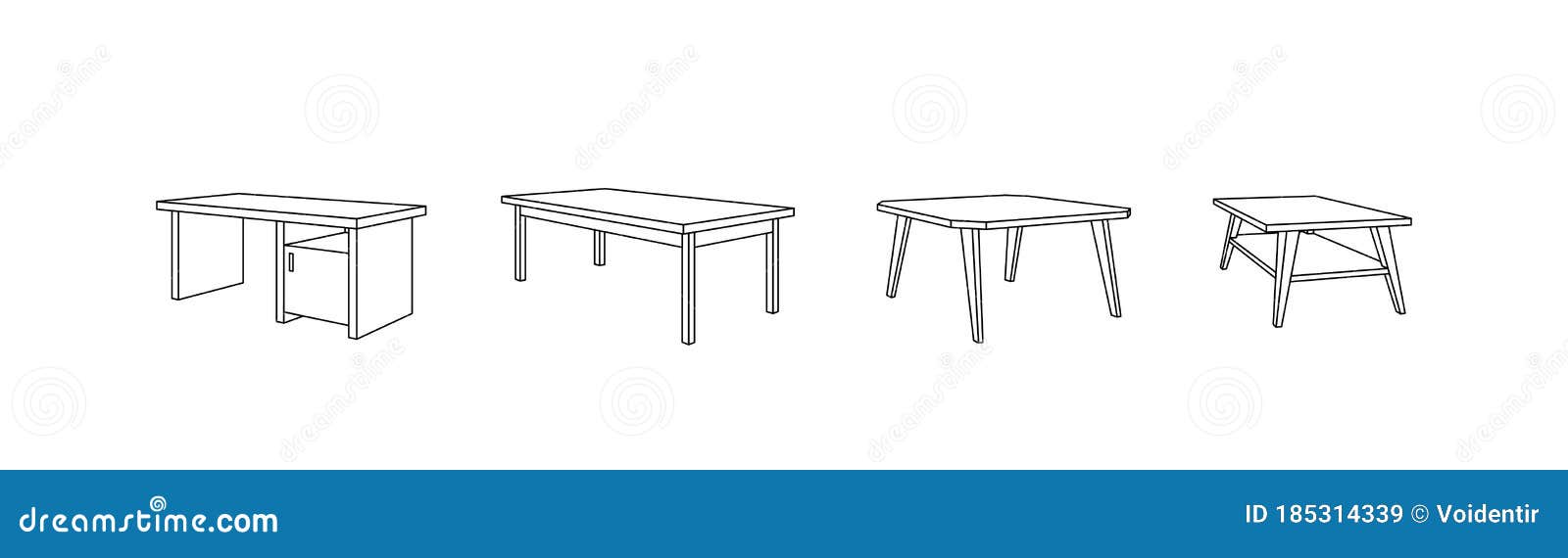 Set Of Low Poly Outline Tables Cartoon Vector | CartoonDealer.com ...