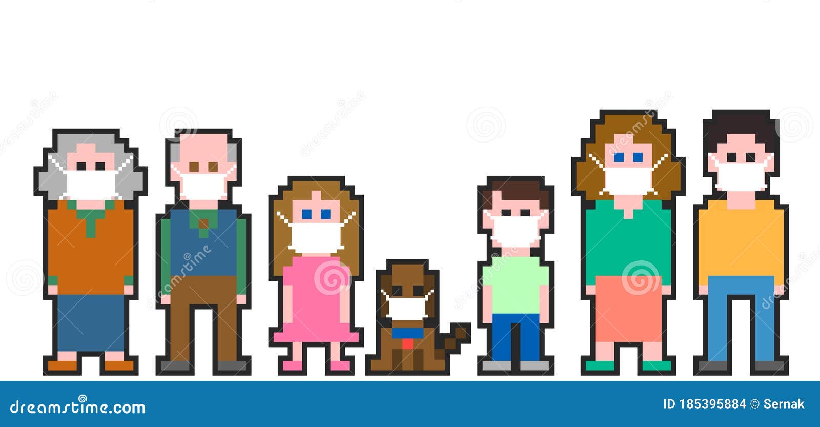 Pixel Family Pattern Vector Illustration | CartoonDealer.com #6230544