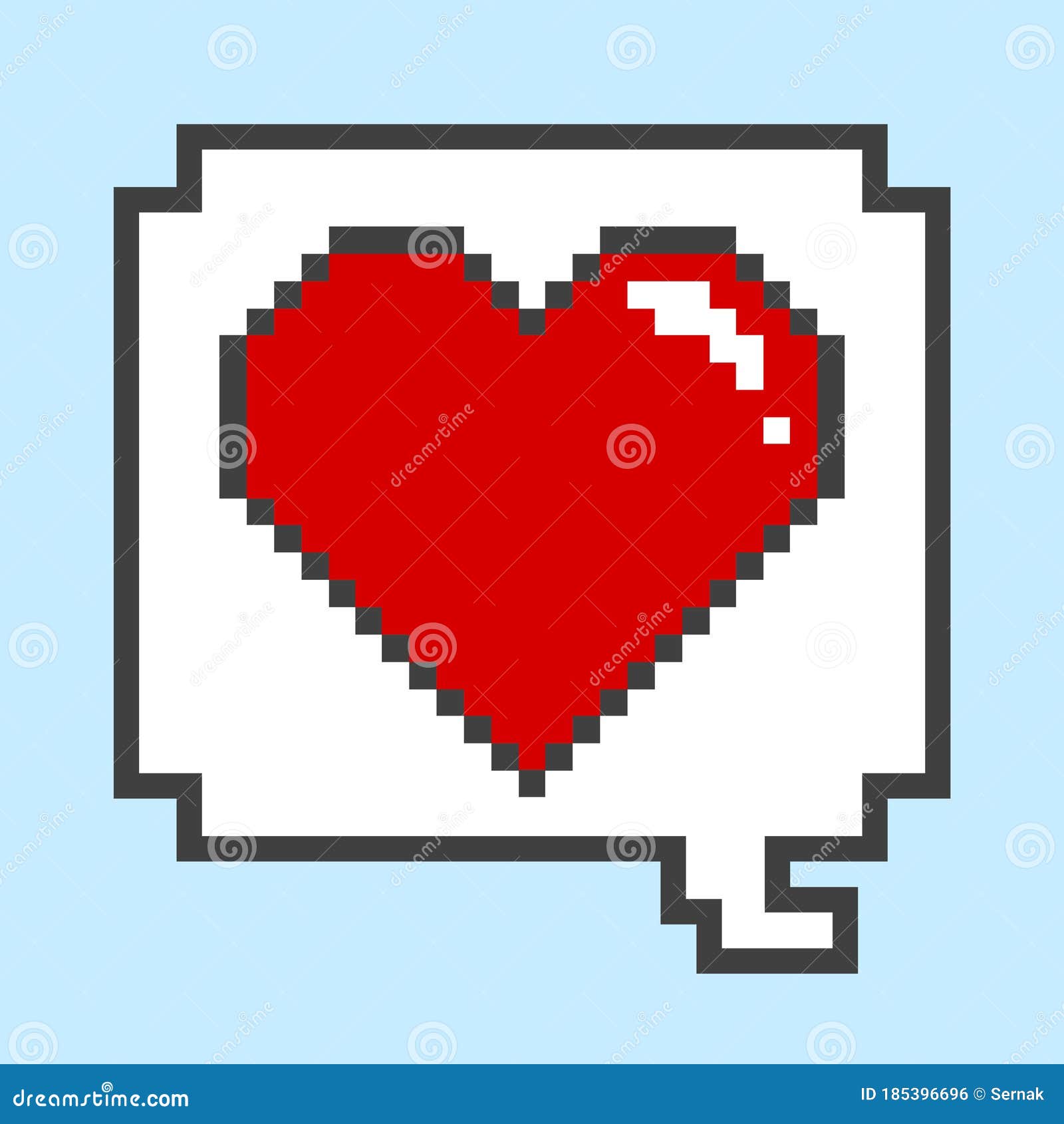 Pixel Heart Icon with Talking Speech Bubble. Stock Vector ...