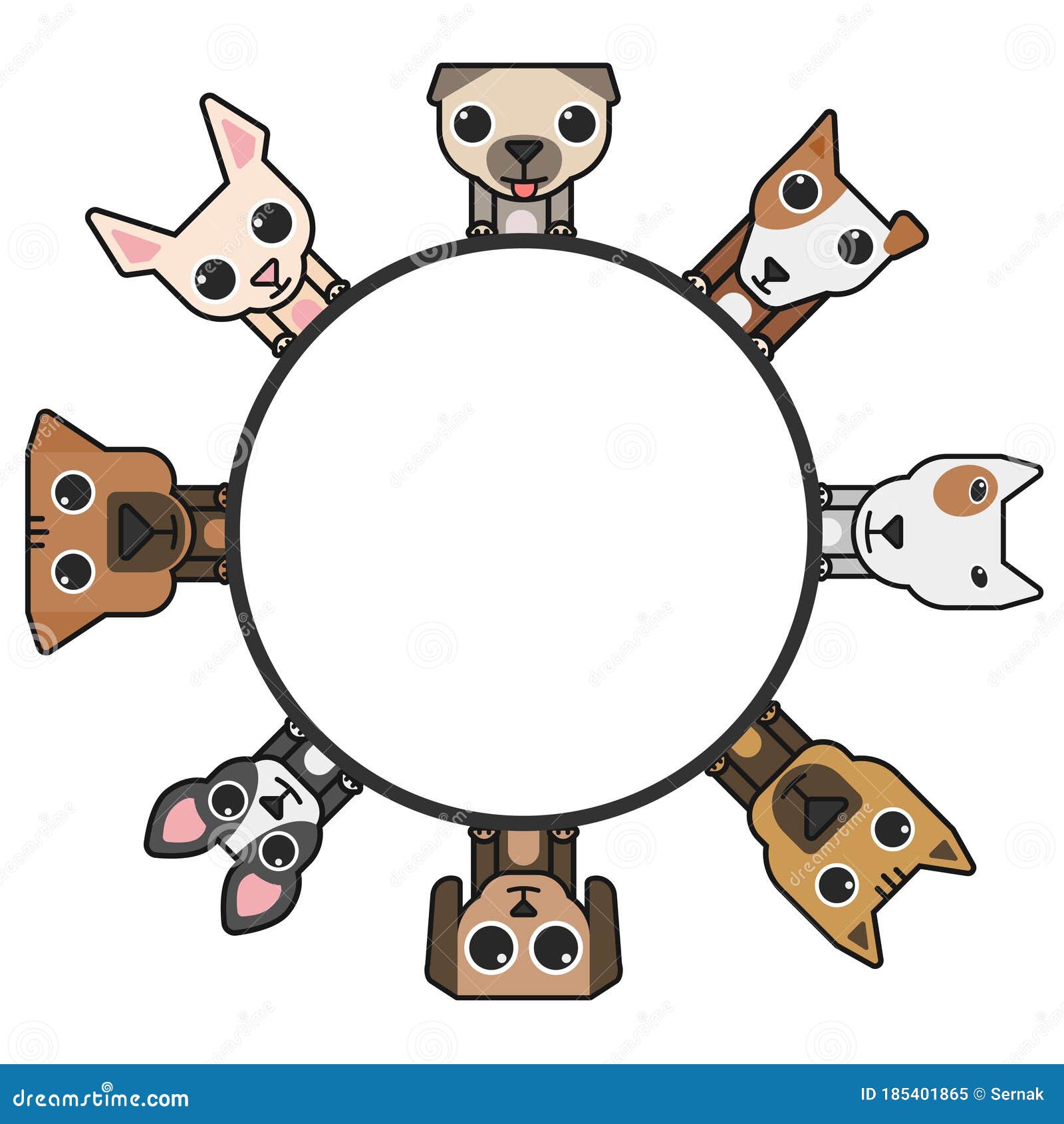 Cartoon Dogs And Pets With Circle Frame. | CartoonDealer.com #185401865