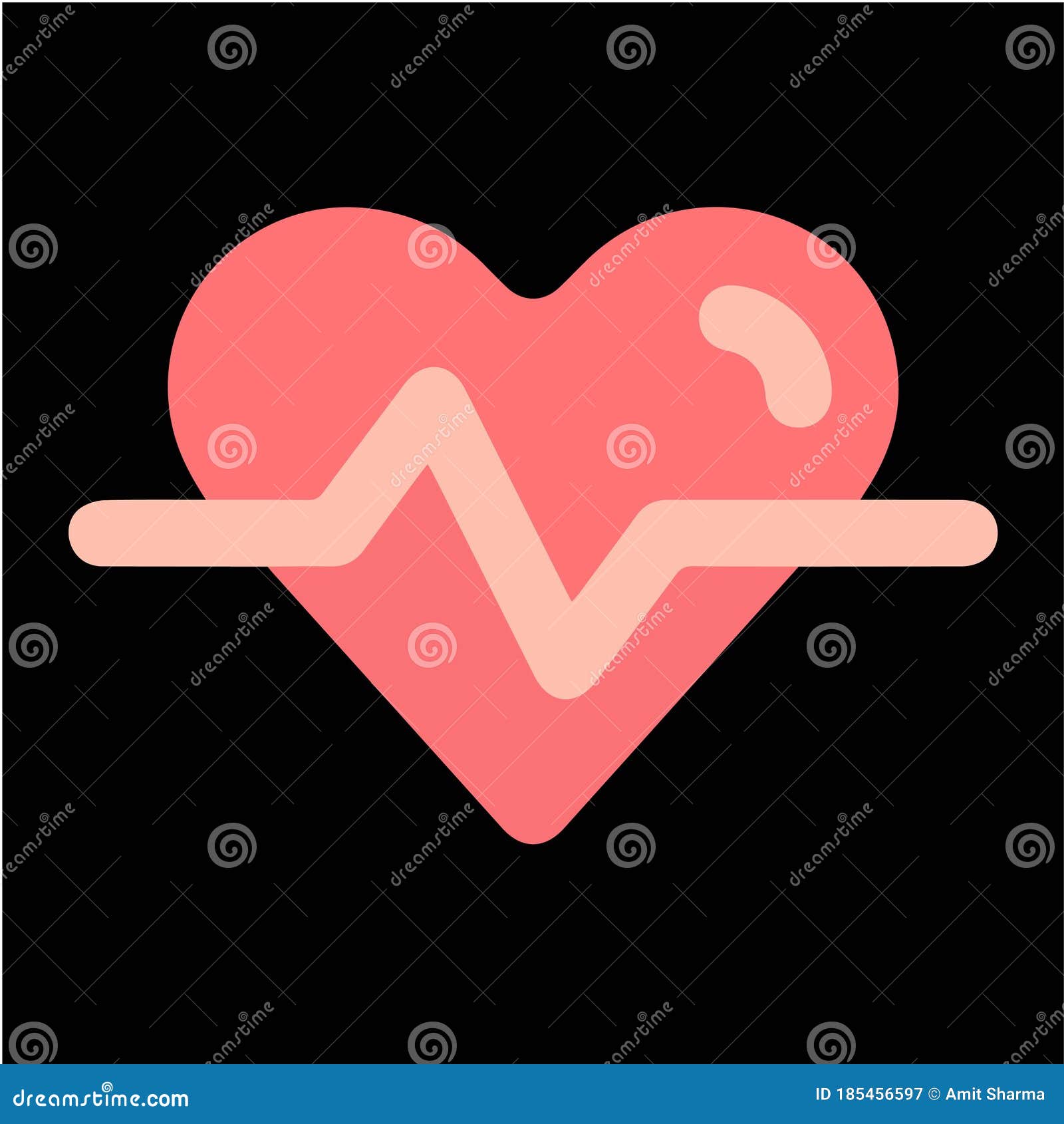 Red Color Heart with Heartbeat, Illustration,black Background... Stock ...