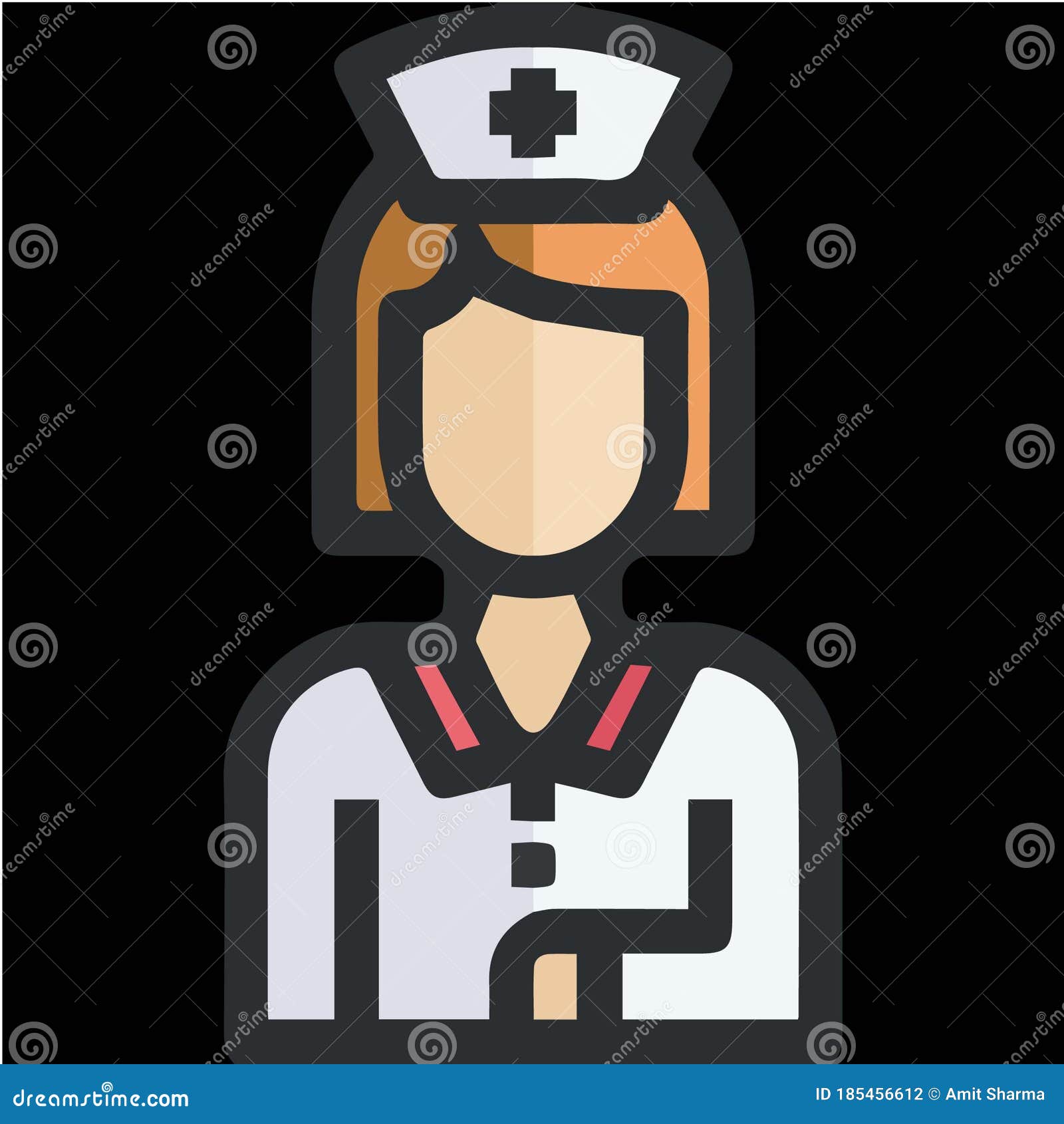 Hospital Nurse, Colorful Illustration on Black Background, Sign and ...