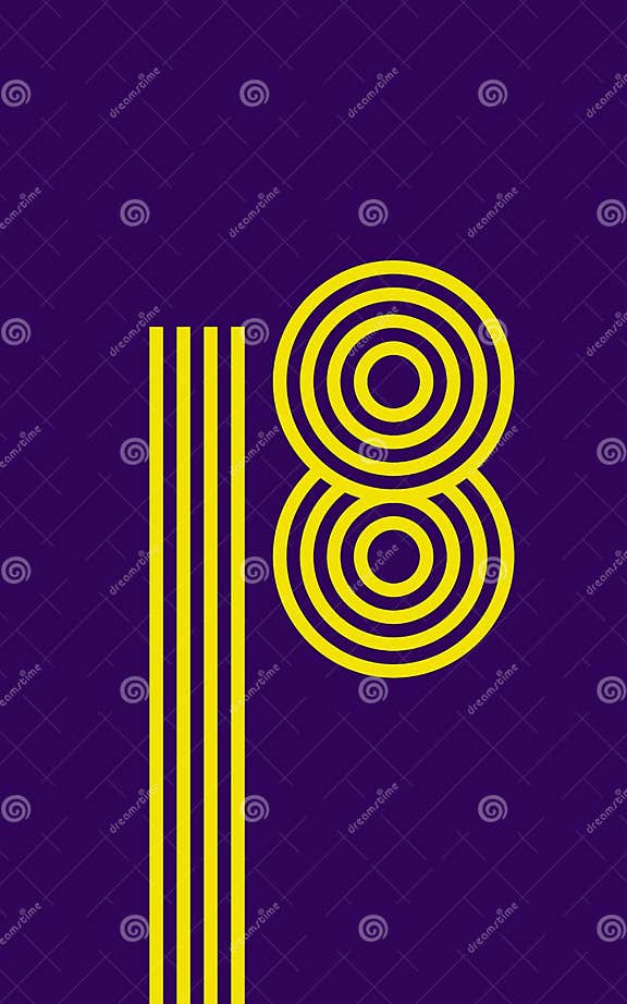 Number Eighteen 18 Concentric Lines Style Stock Vector - Illustration ...
