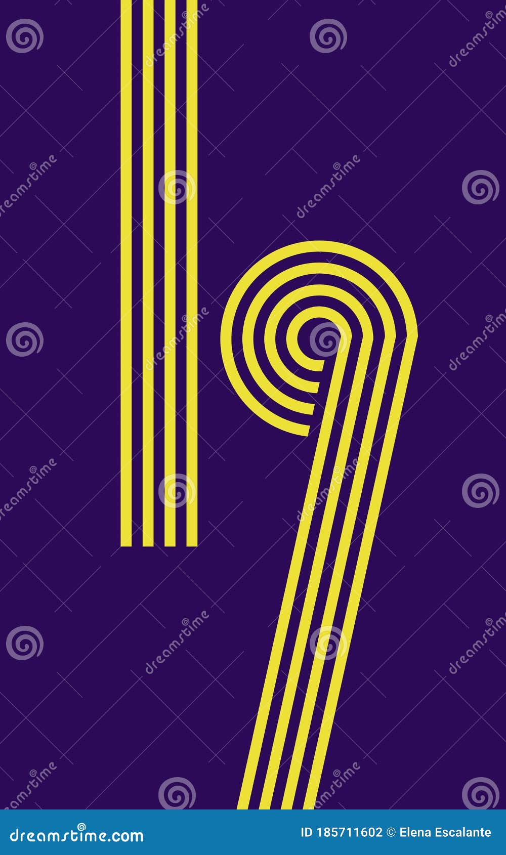 Number Nineteen On White Background. Isolated 3D Illustration Royalty ...