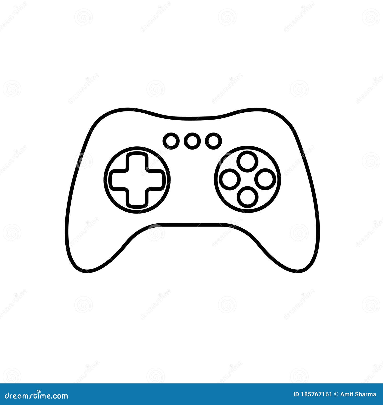 Video Game Remote Control, Black and White Illustration Stock ...