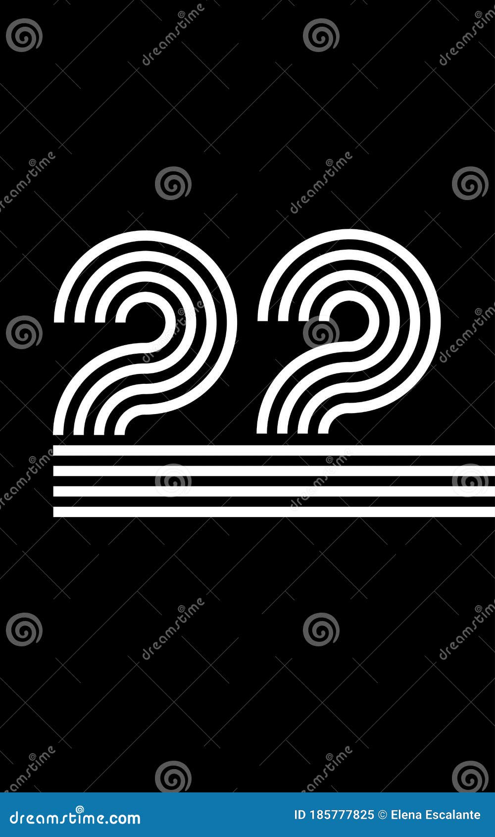 Number Twenty Two 22 Concentric Lines Style Stock Vector - Illustration ...