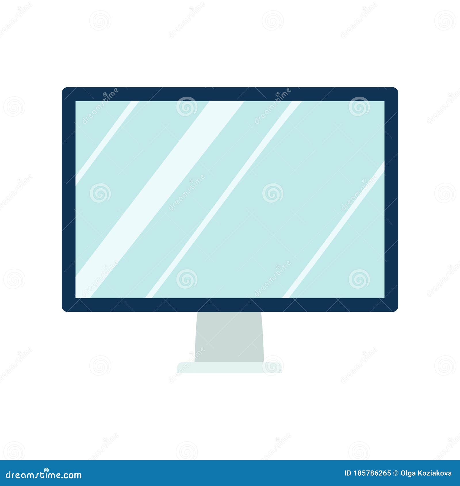 Vector Illustration of a Computer with a Large Monitor. Glare on the ...