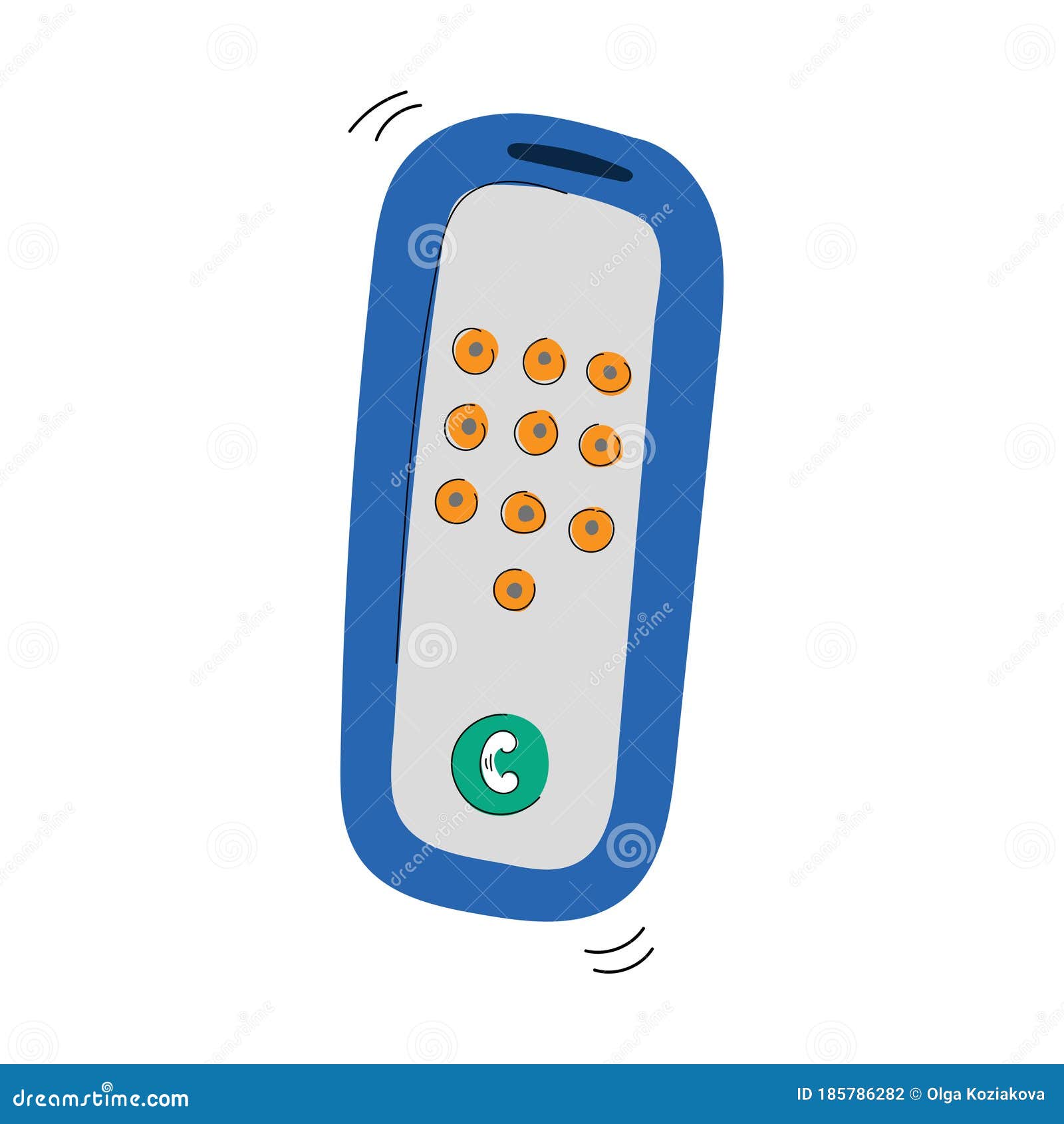 Vector Hand Drawn Illustration of a Mobile Phone with Buttons ...
