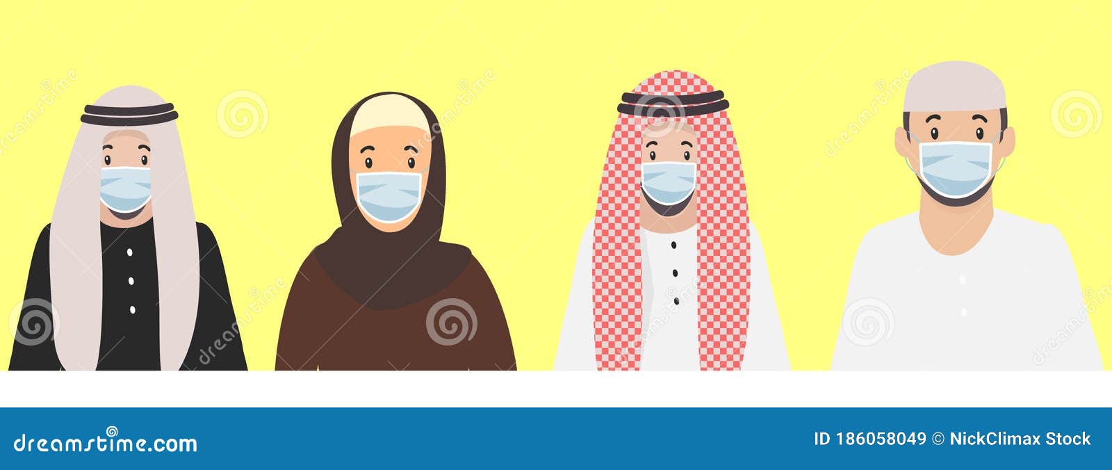 Group of People Muslim Men and Women Wearing Medical Face Masks Stock ...