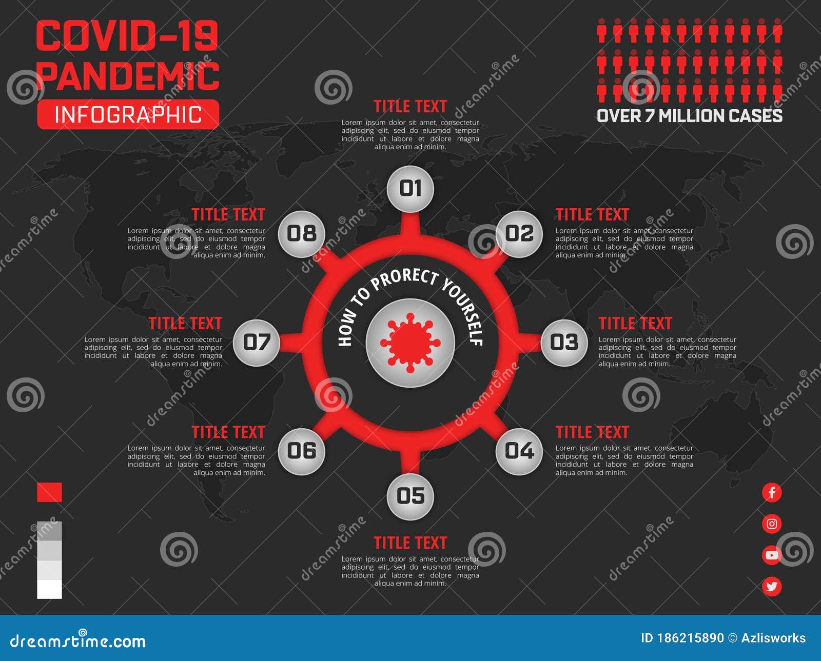 Covid-19 Pandemic Infographic Redzone Alert Theme Color Stock ...