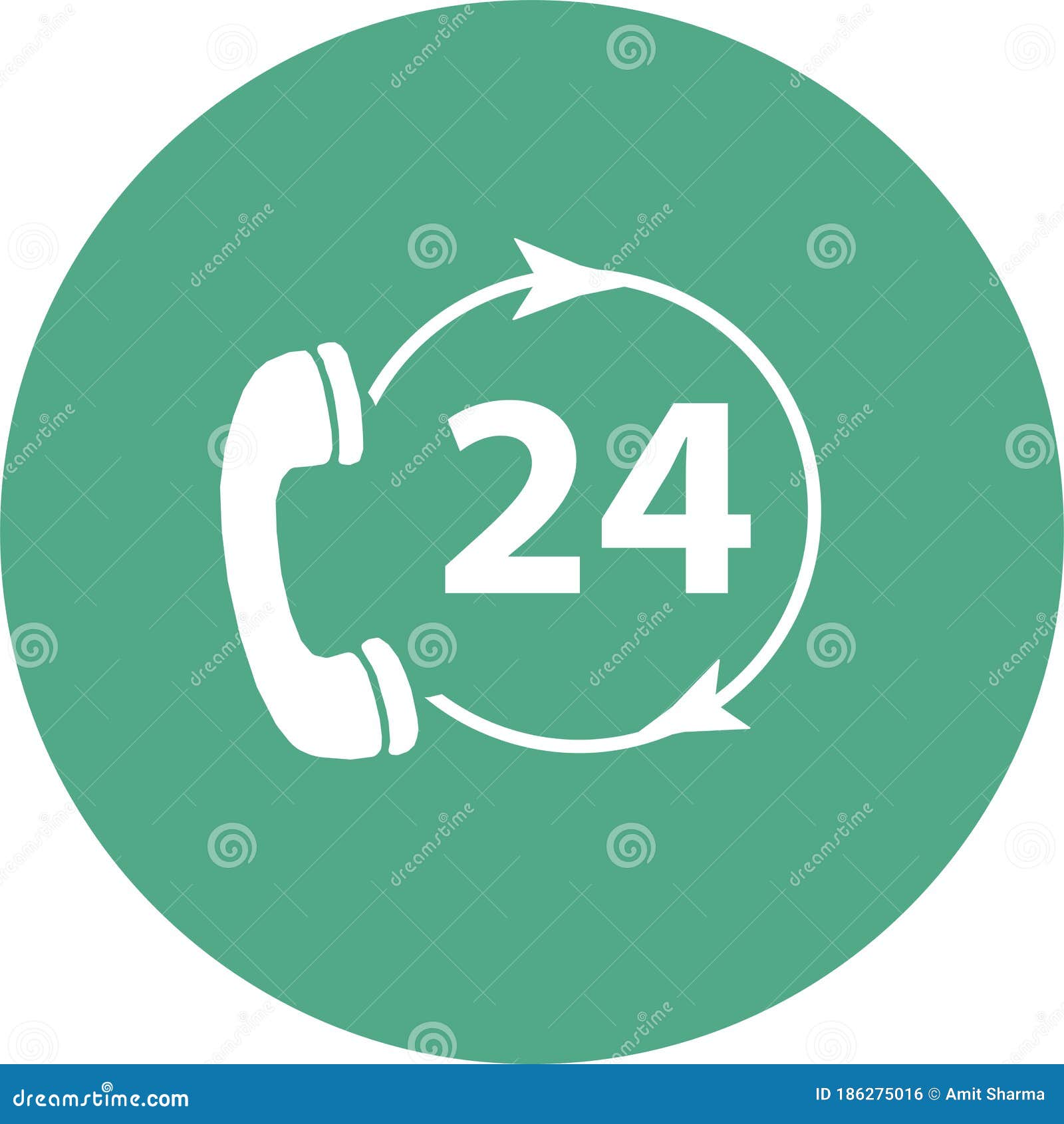 24 Hrs Phone Call Icon, Sign and Symbol Illustration Stock Illustration ...